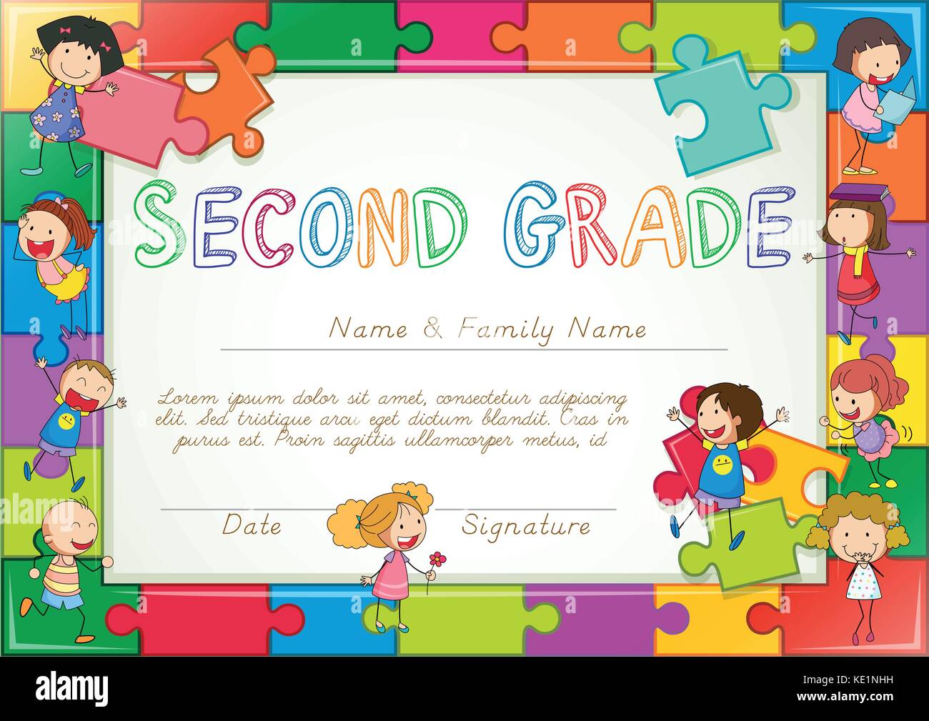 Certificate template for second grade students illustration Stock ...