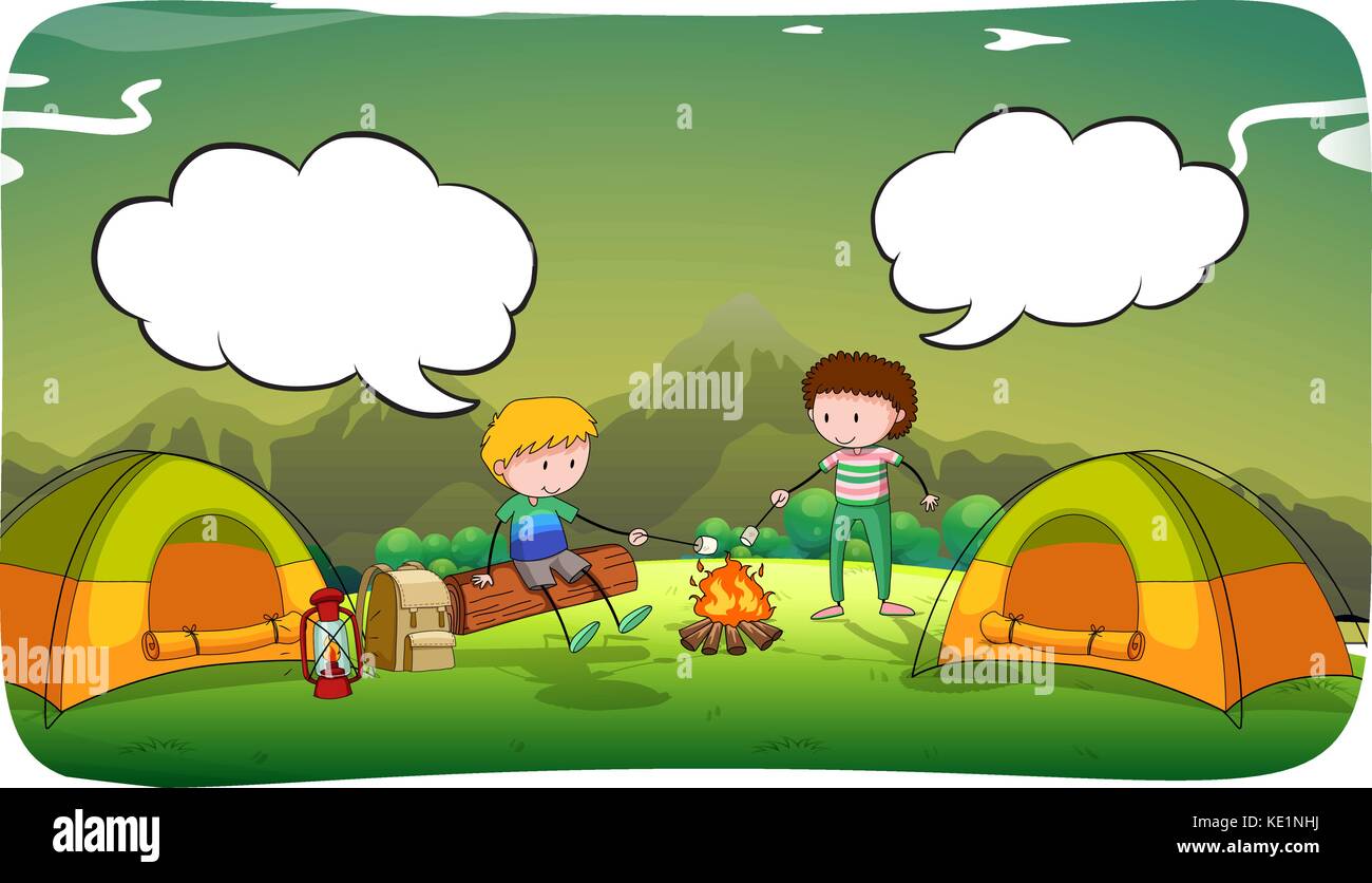 Boys camping out in the field illustration Stock Vector Image & Art - Alamy