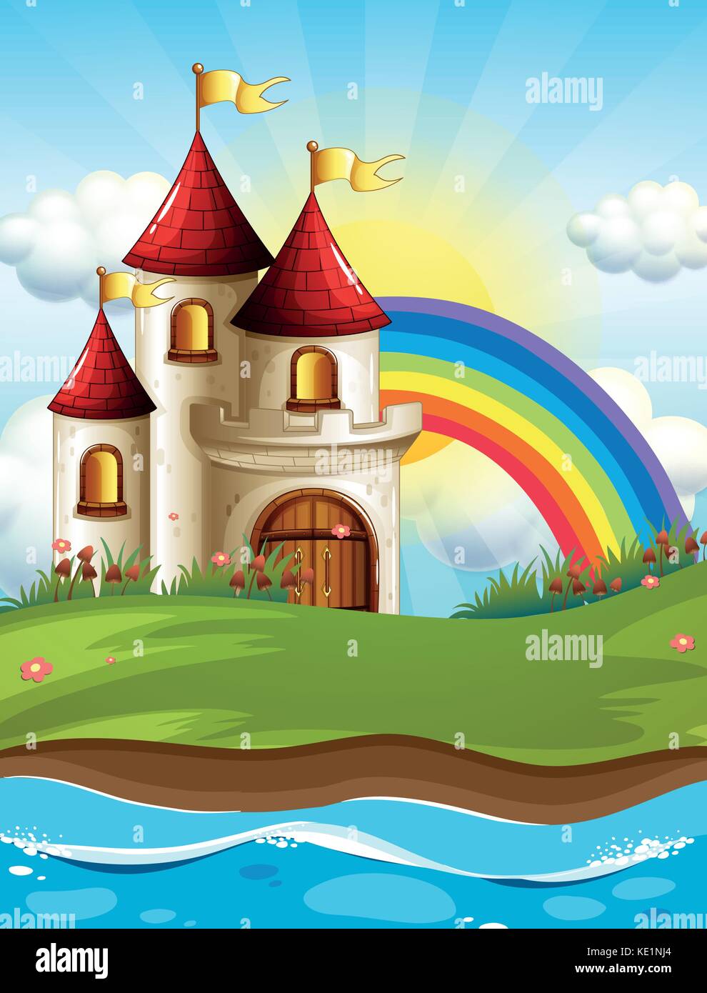 Castle towers by the river illustration Stock Vector Image & Art - Alamy