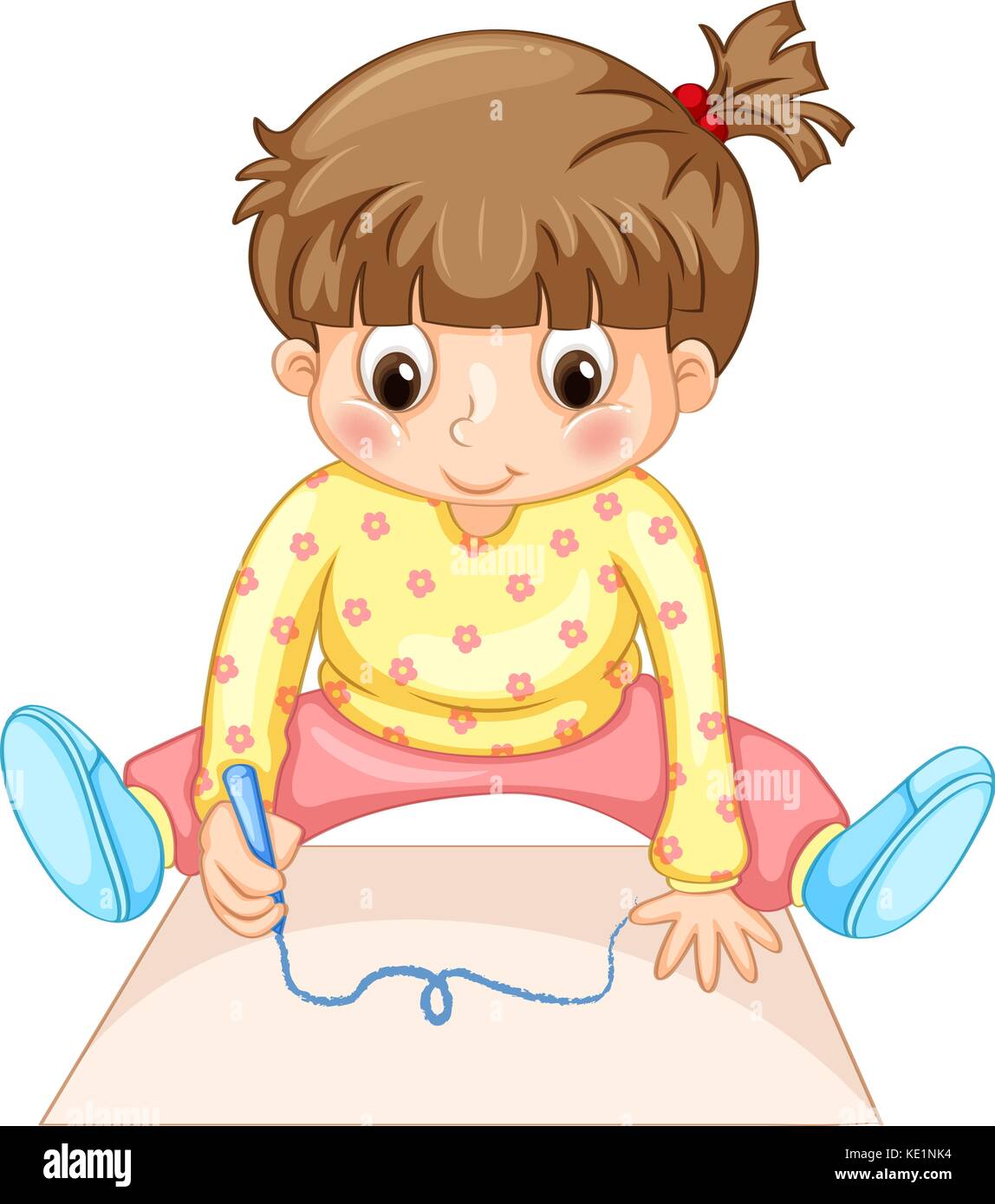 Little girl drawing line on the paper Stock Vector Image & Art - Alamy