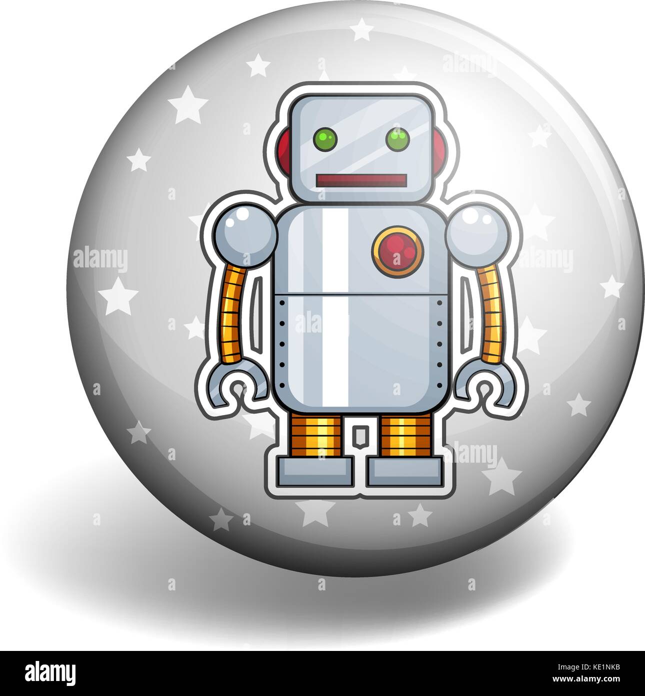 Tin robot on round badge illustration Stock Vector Image & Art - Alamy