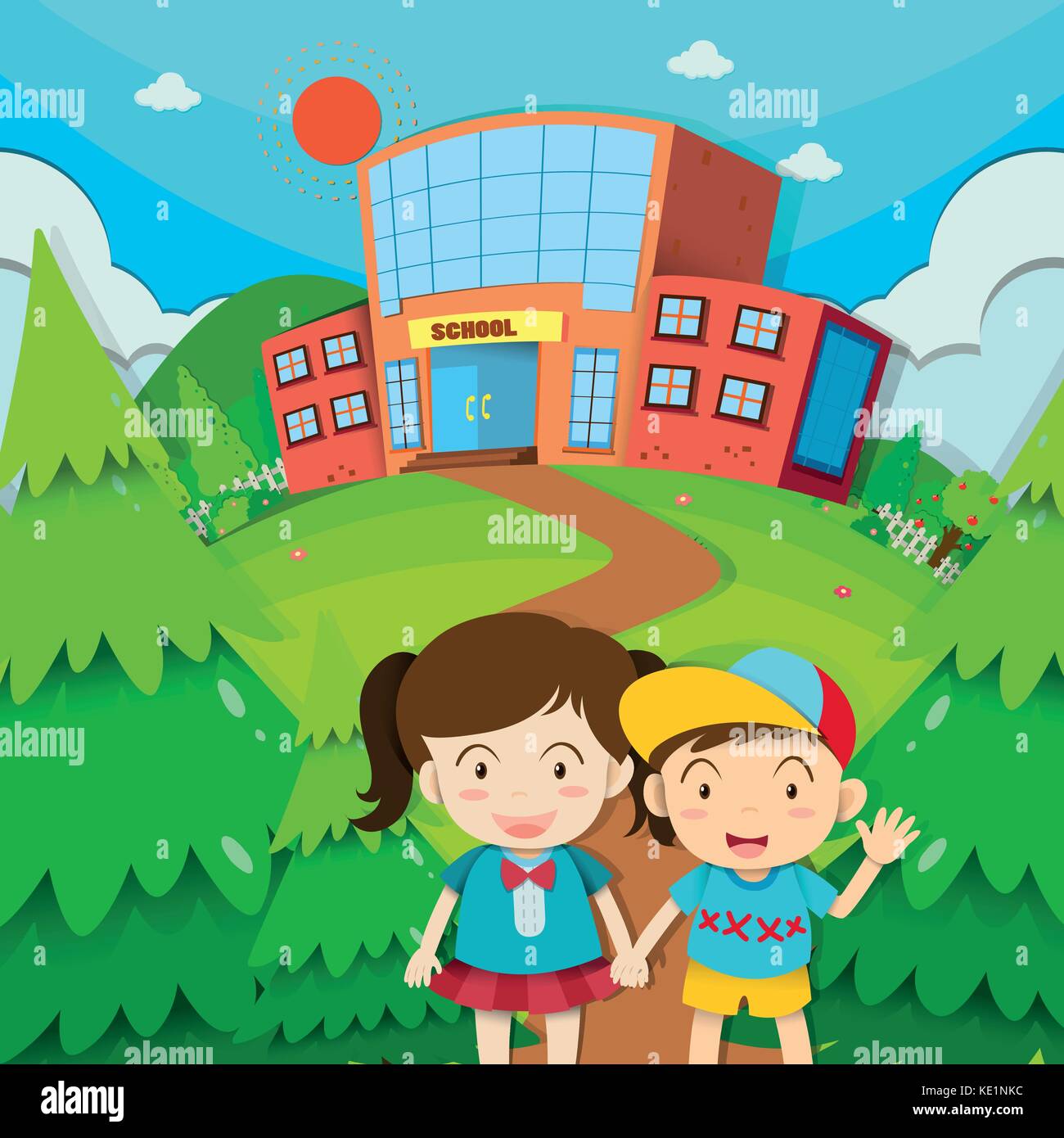 Students boy and girl at school illustration Stock Vector Image & Art ...