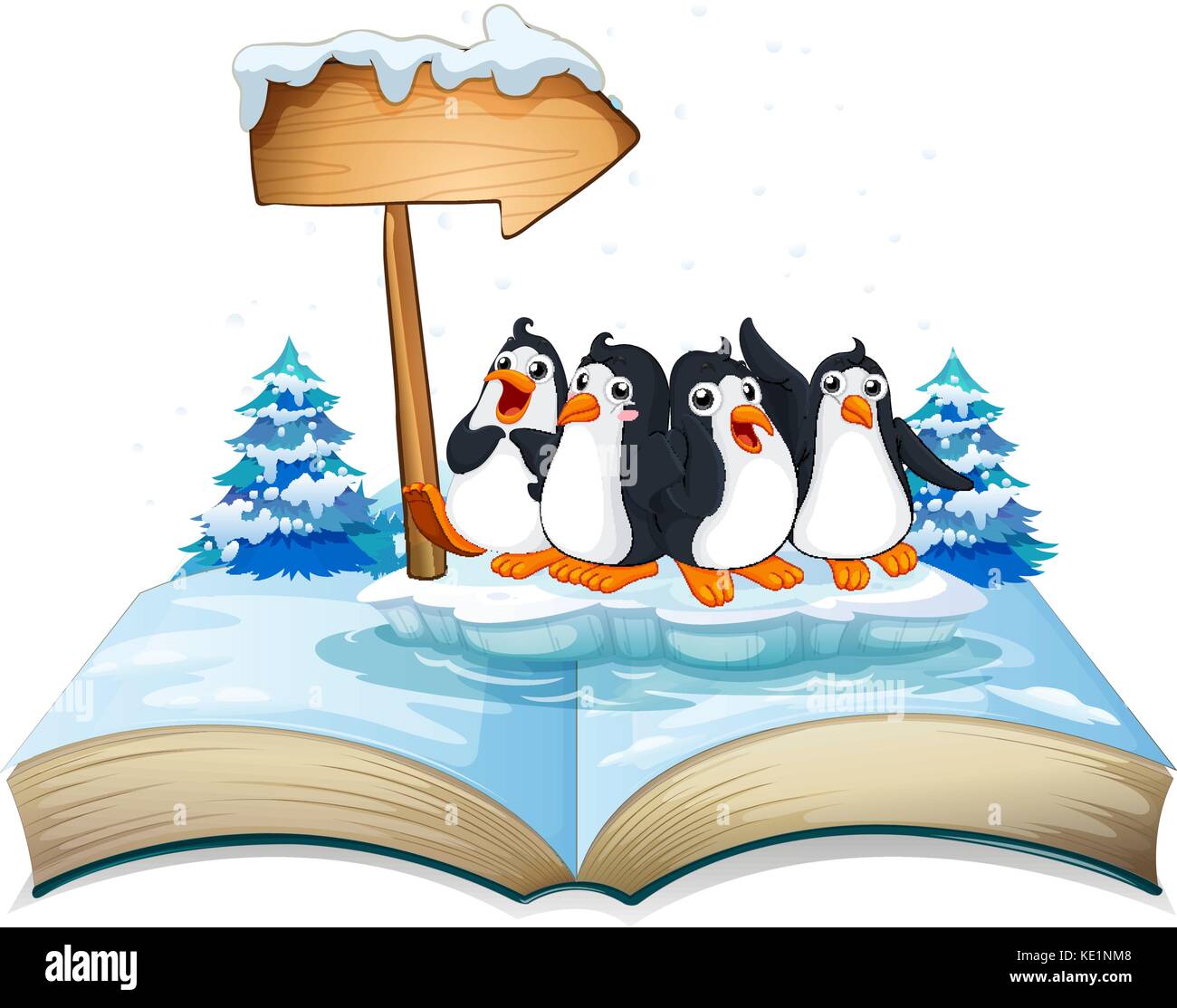 Four penguins standing on ice illustration Stock Vector Image & Art - Alamy
