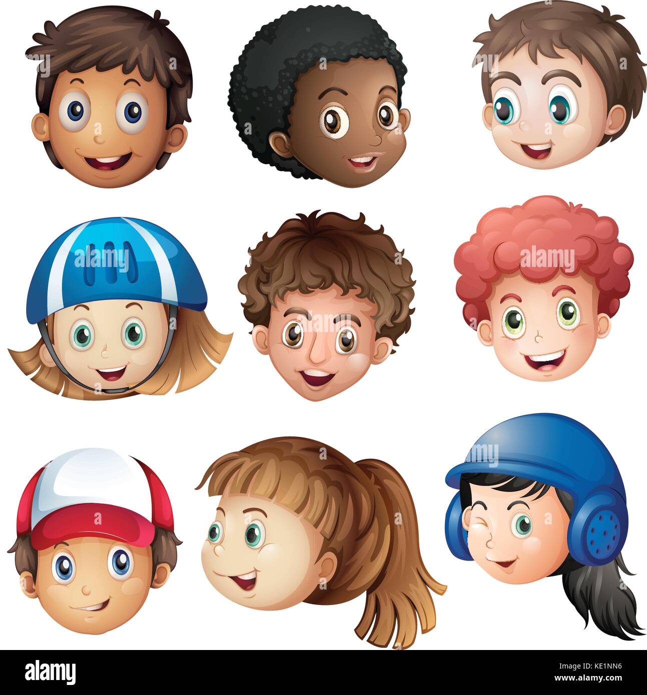 Boy and girl with happy face illustration Stock Vector Image & Art - Alamy