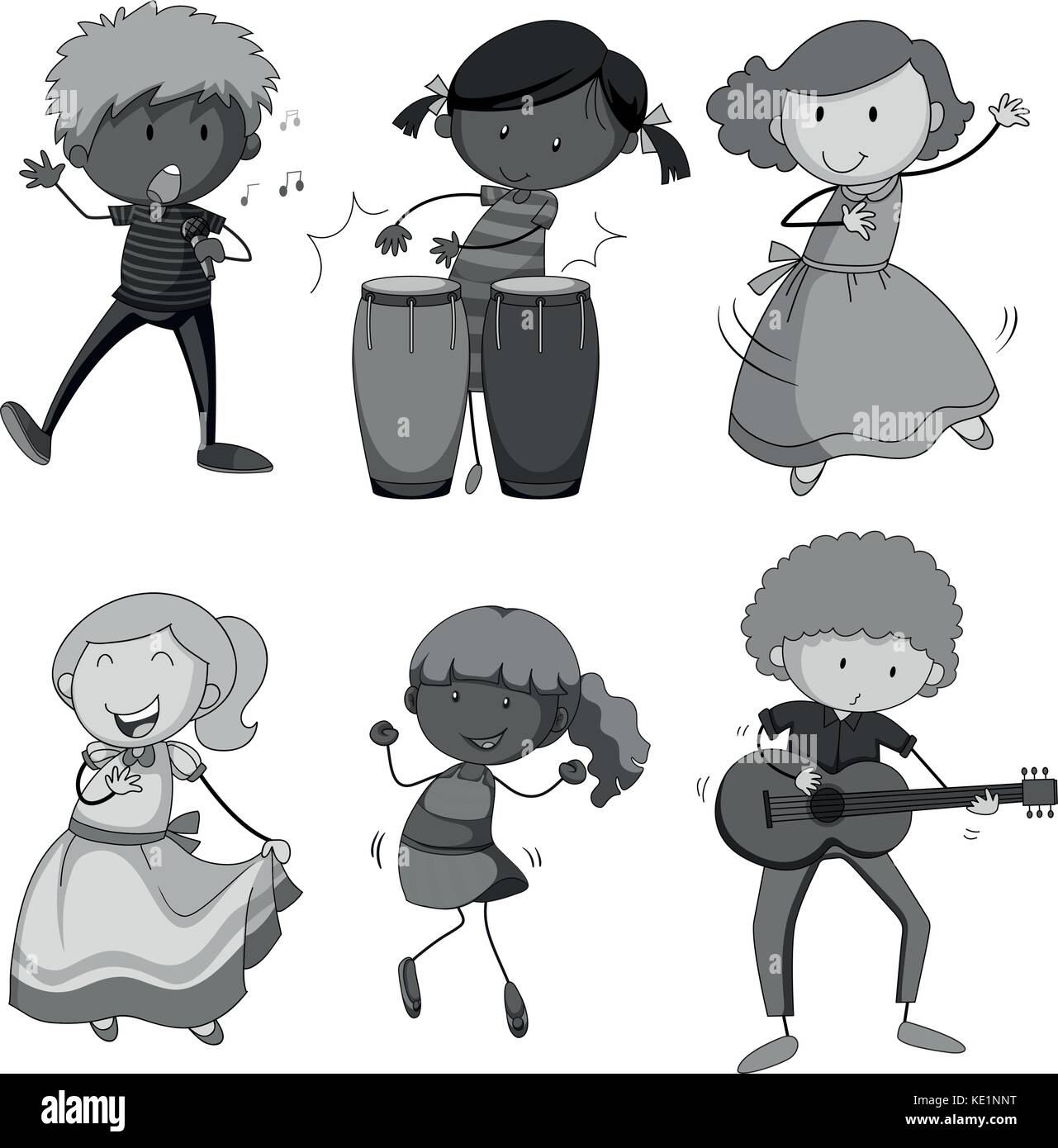 Children playing musical instrument illustration Stock Vector Image ...