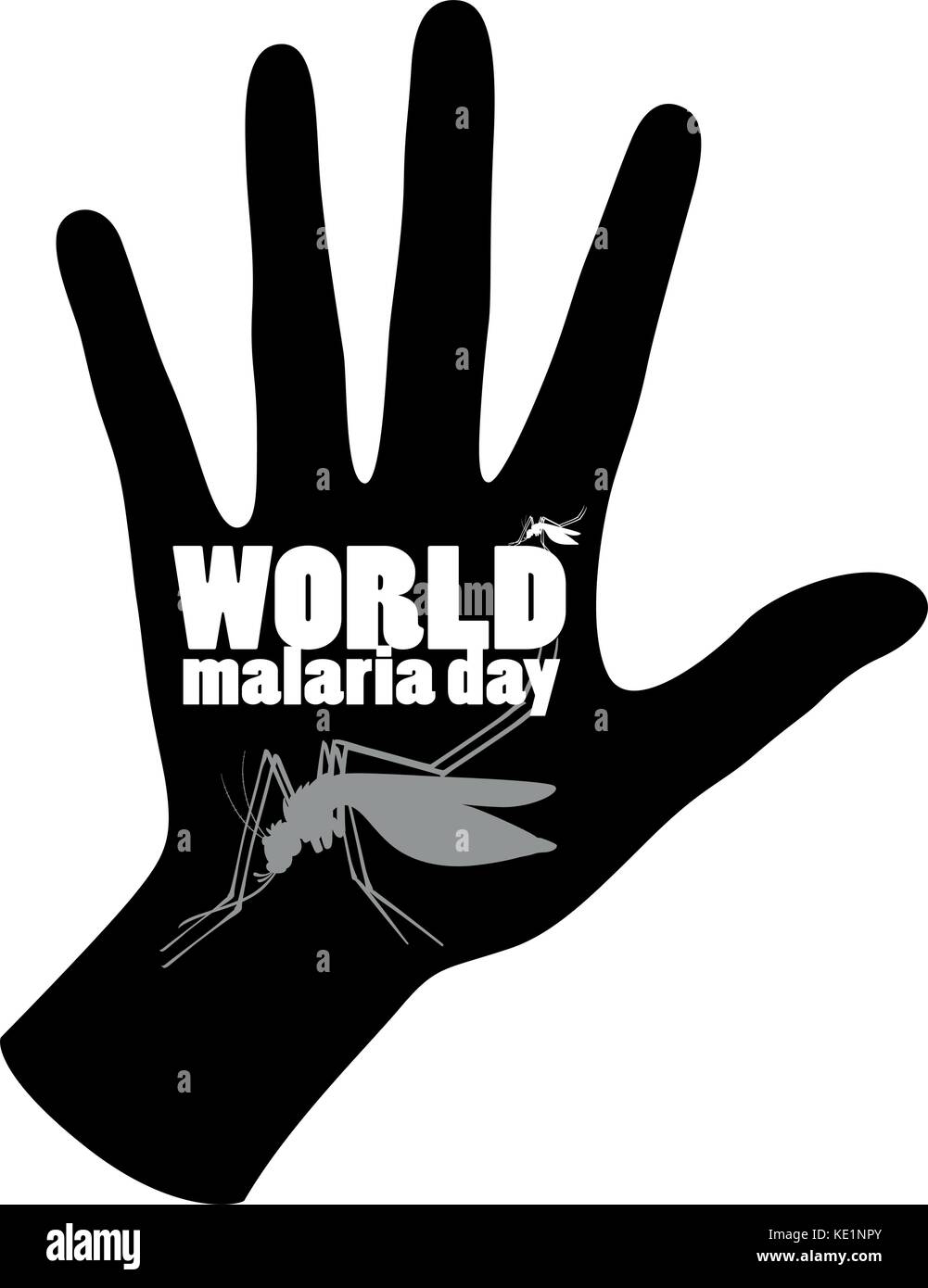 World malaria day poster with mosquito and hand illustration Stock ...