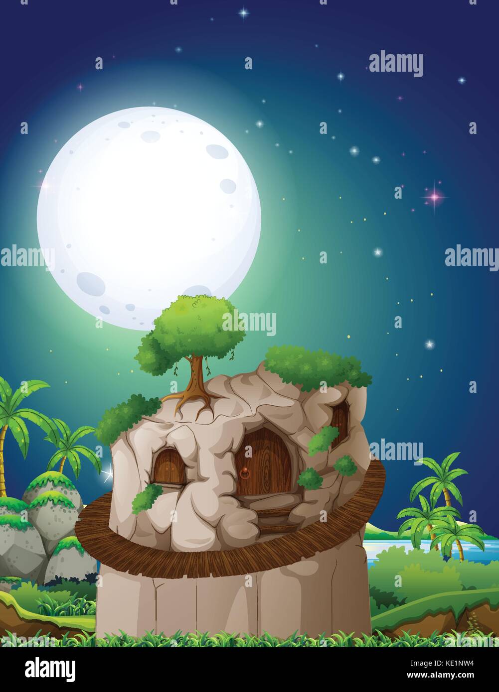 Stonehouse on fullmoon night illustration Stock Vector Image & Art - Alamy