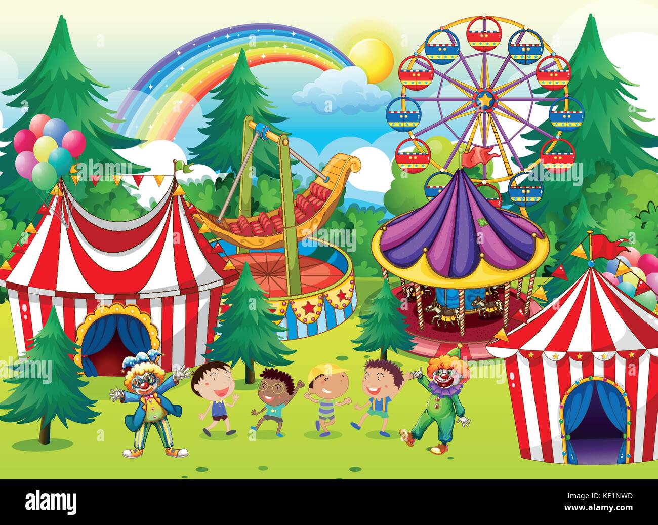 Children playing in the circus illustration Stock Vector Image & Art ...