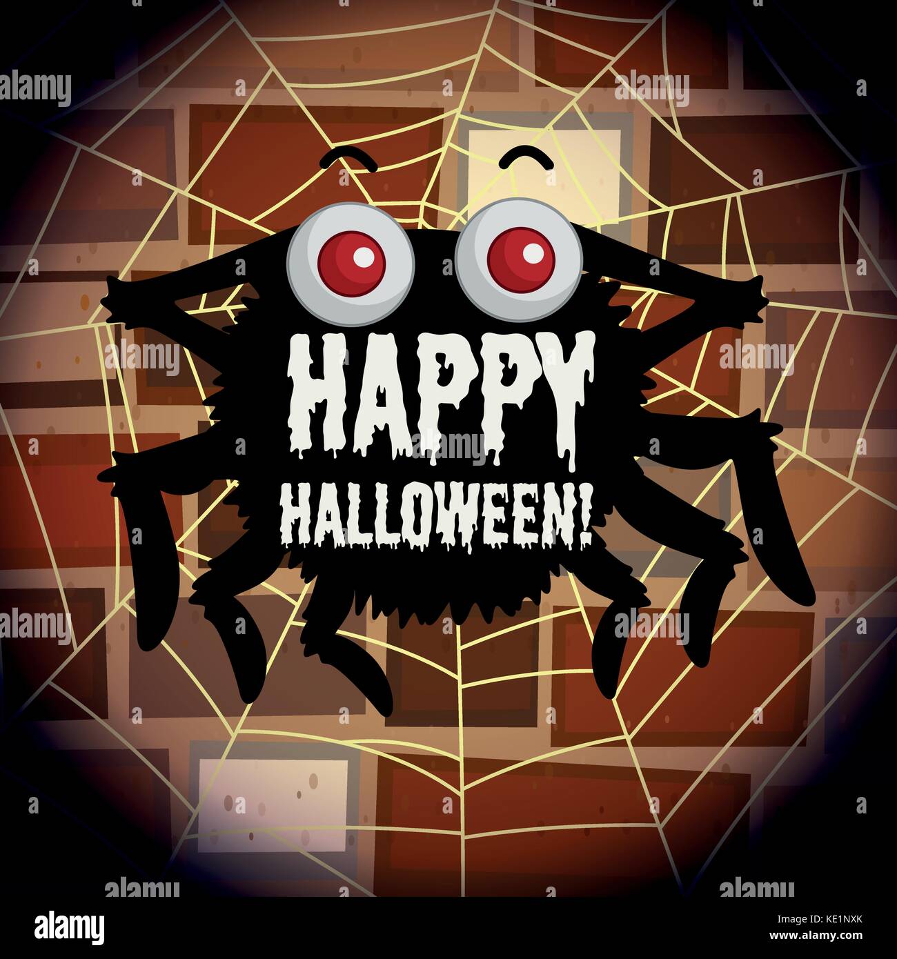 Happy halloween poster with spider web illustration Stock Vector Image ...
