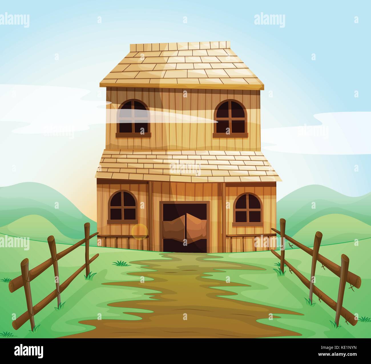 Countryside field modern house Stock Vector Images - Alamy