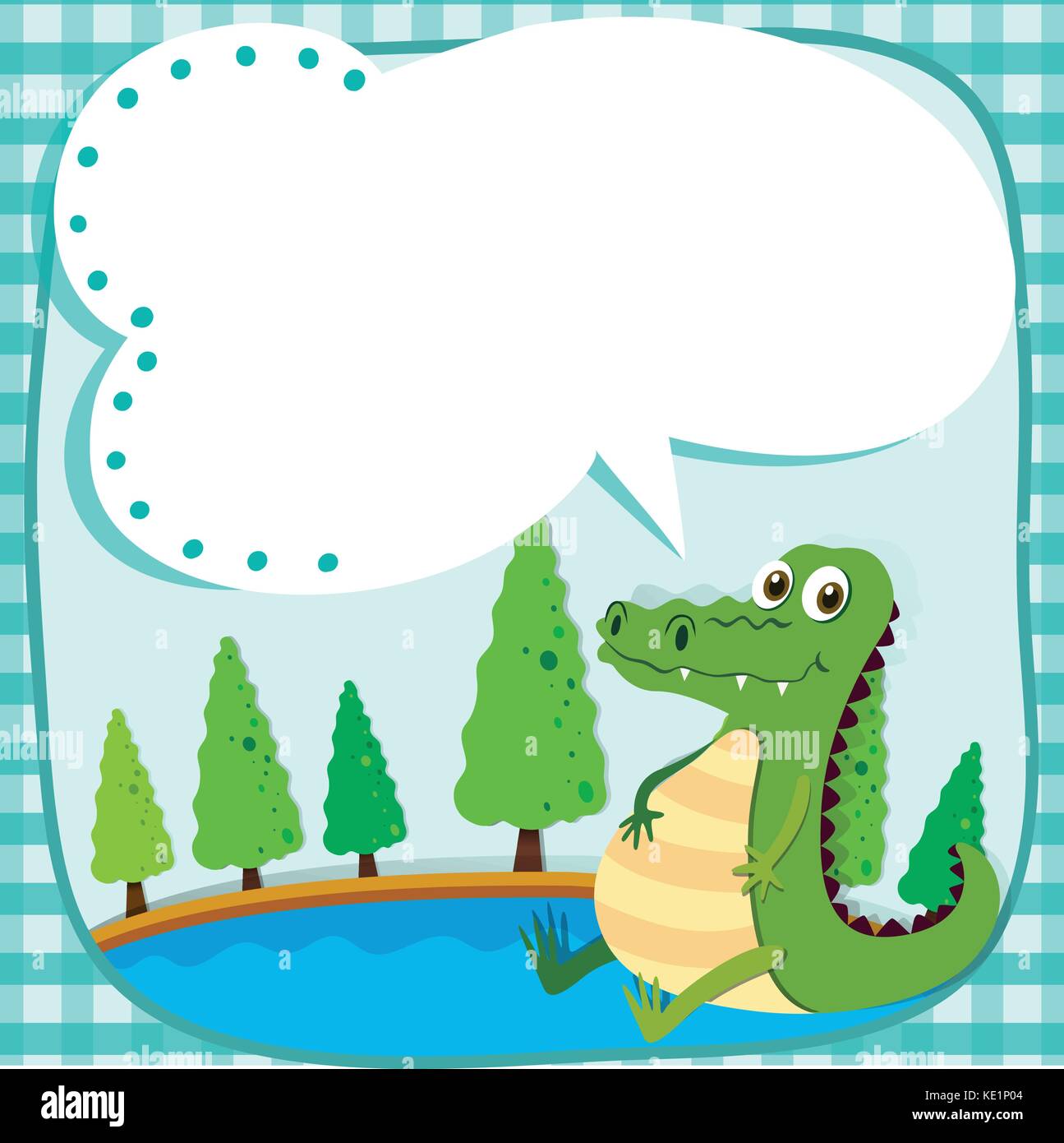 Border design with crocodile and pond illustration Stock Vector Image ...