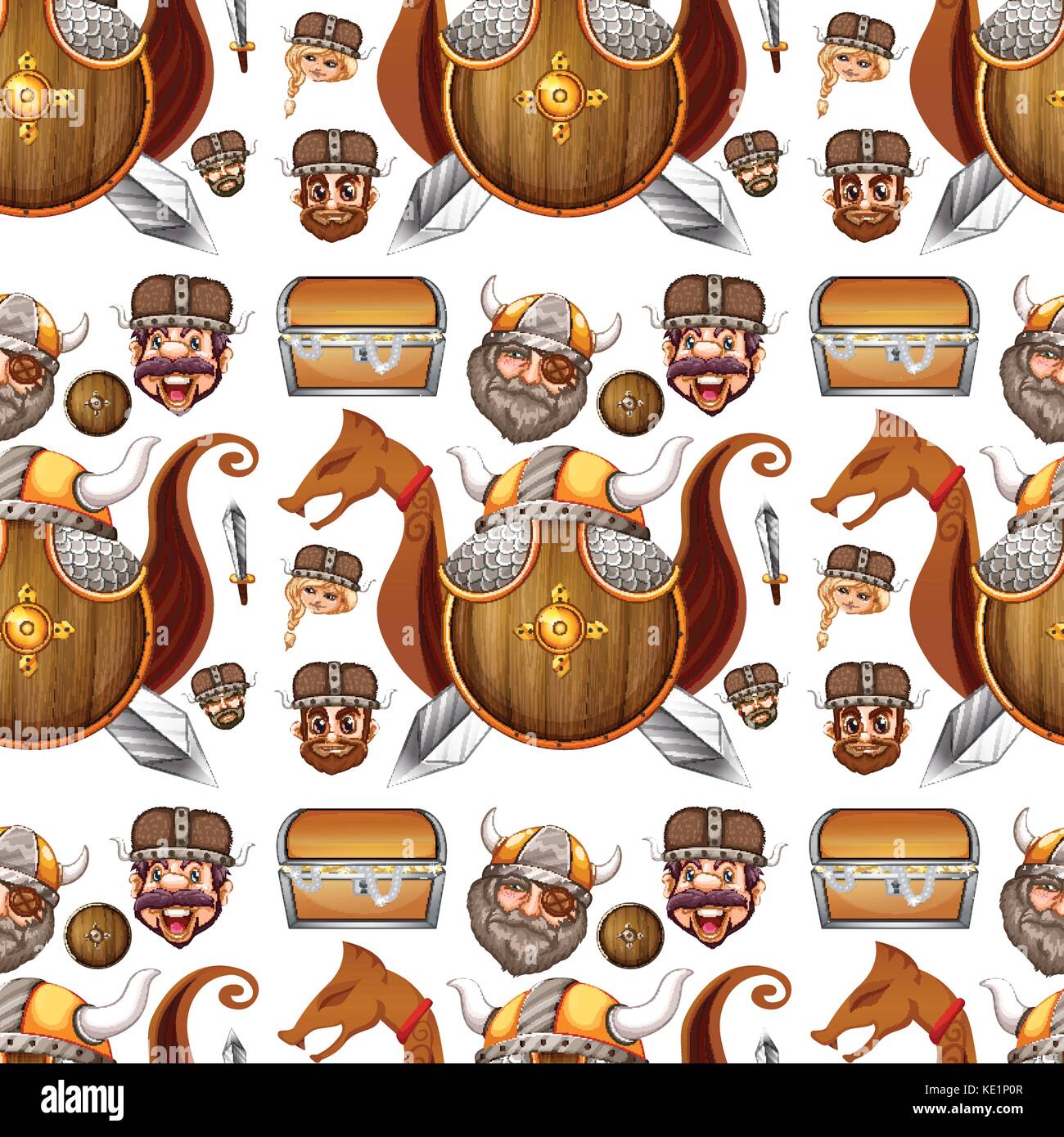 Seamless background design with viking theme illustration Stock Vector ...