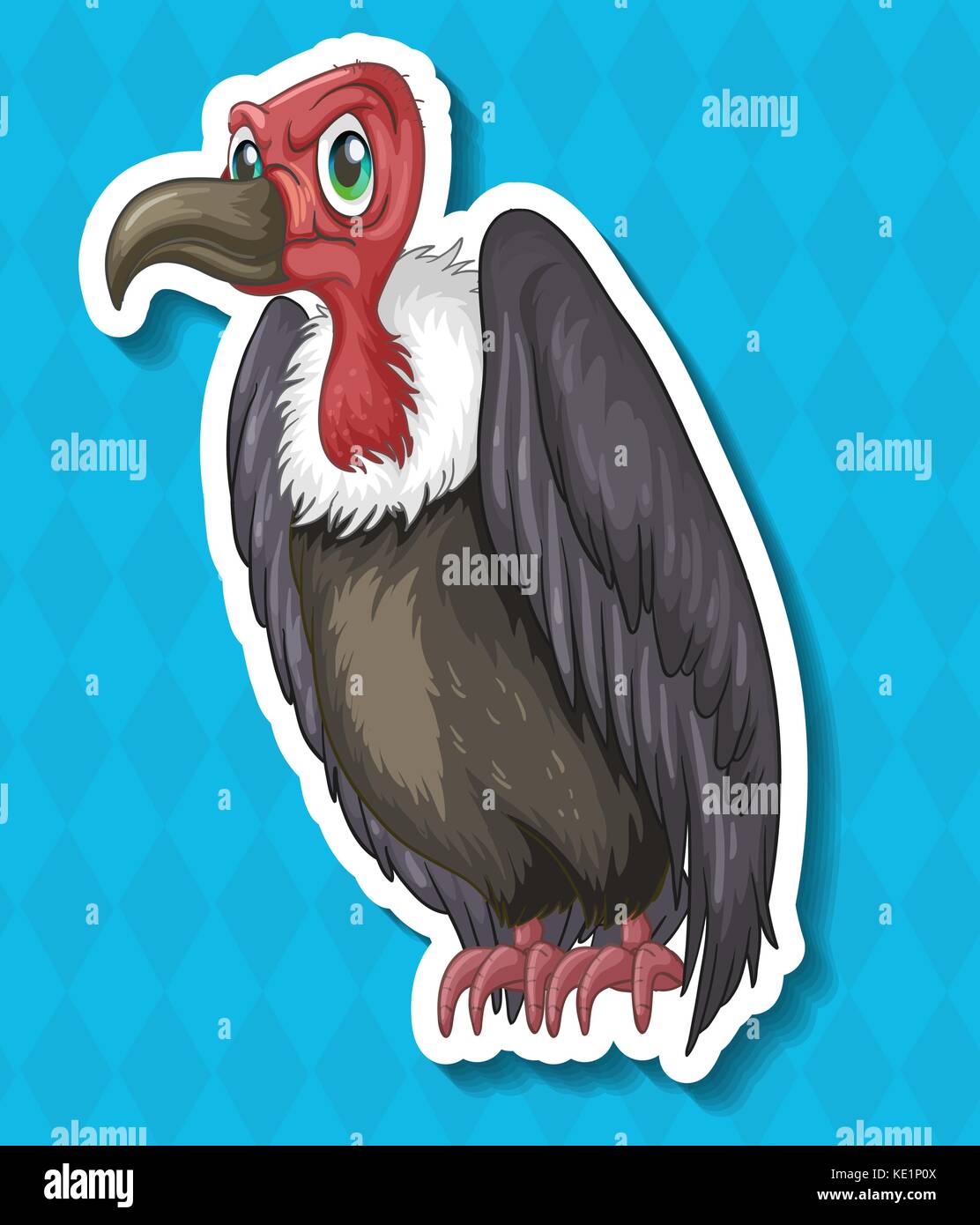 Vulture looking angry on blue background illustration Stock Vector ...