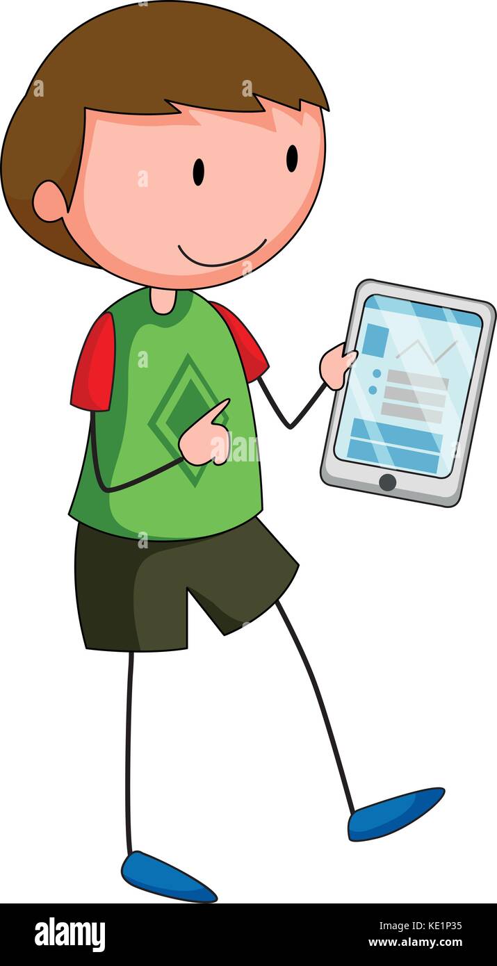 Little boy looking at graph in tablet Stock Vector Image & Art - Alamy