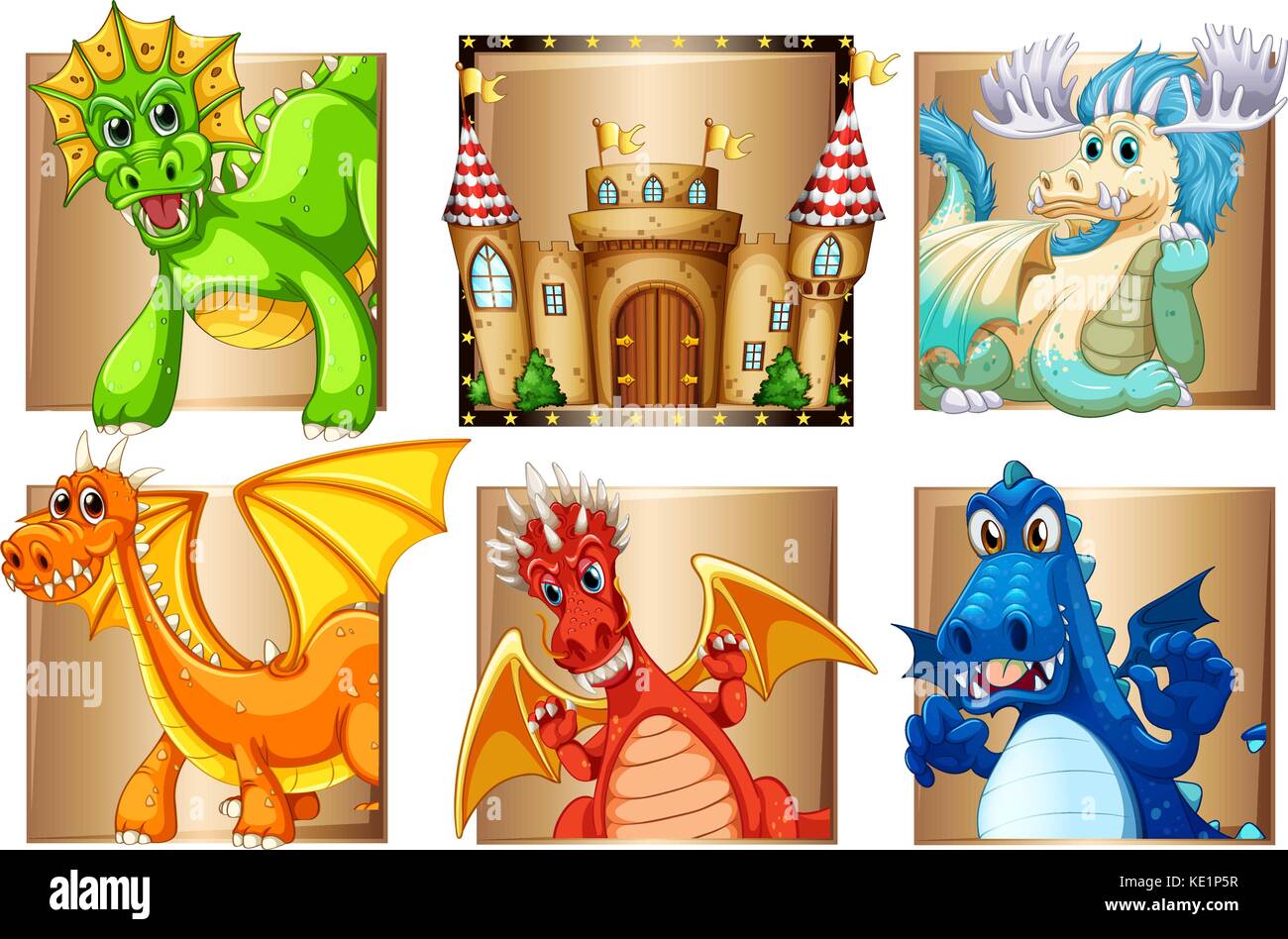 Palace and many dragons illustration Stock Vector Image & Art - Alamy