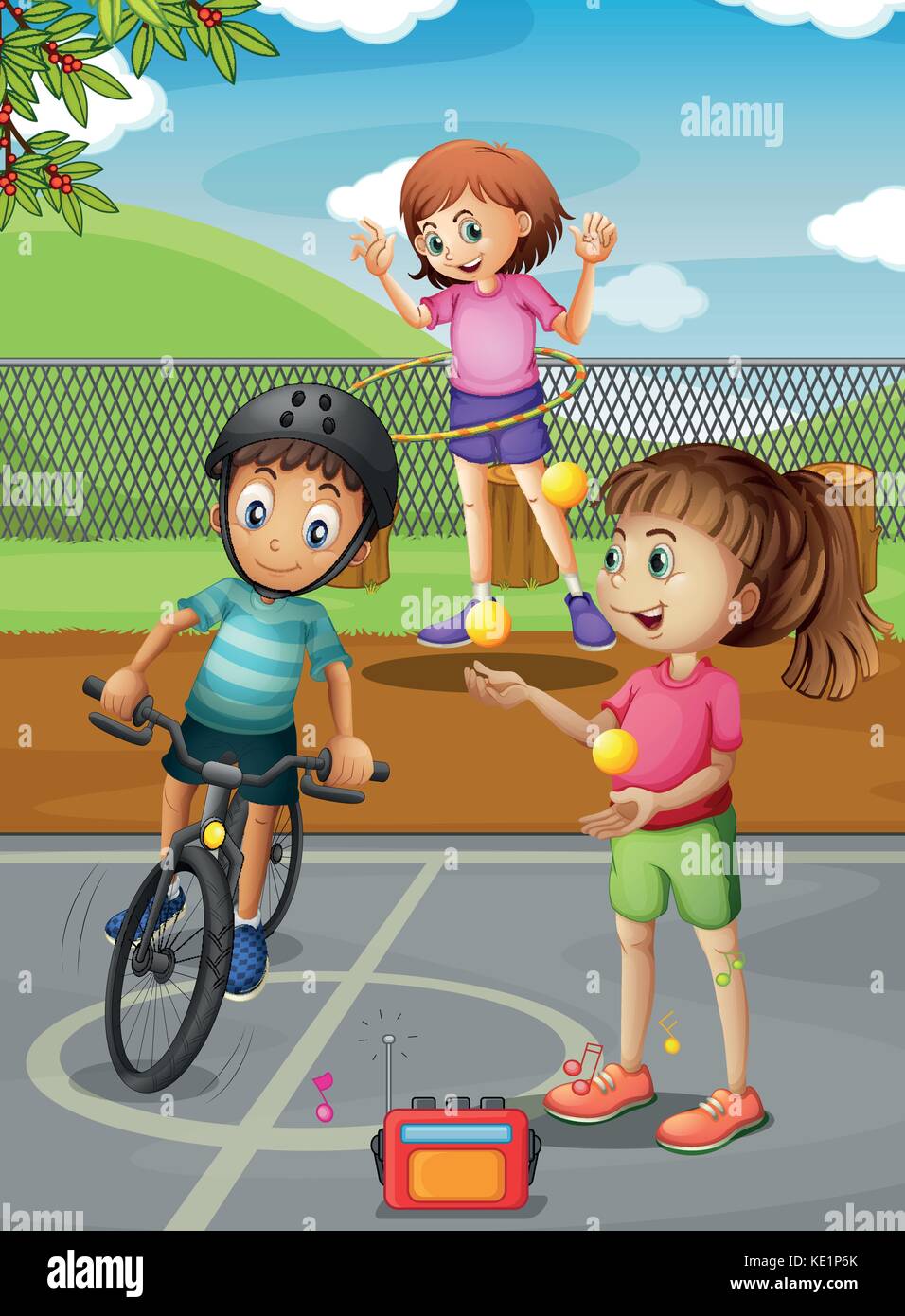 Children hanging out in the park illustration Stock Vector Image & Art ...