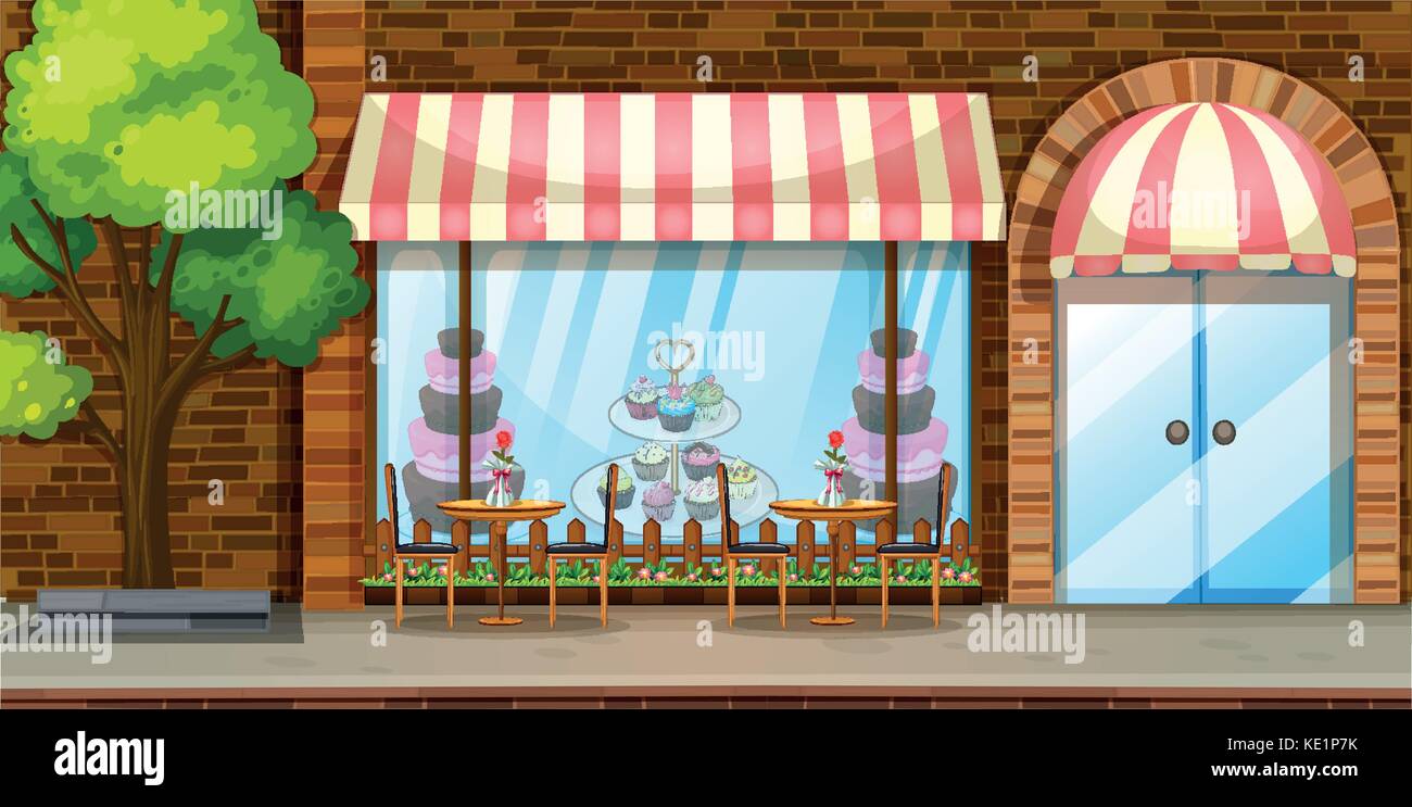 Street scene with bakery shop illustration Stock Vector Image & Art - Alamy