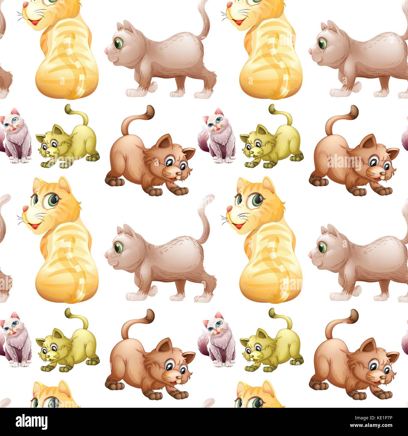 Seamless different positions of cute cats illustration Stock Vector ...