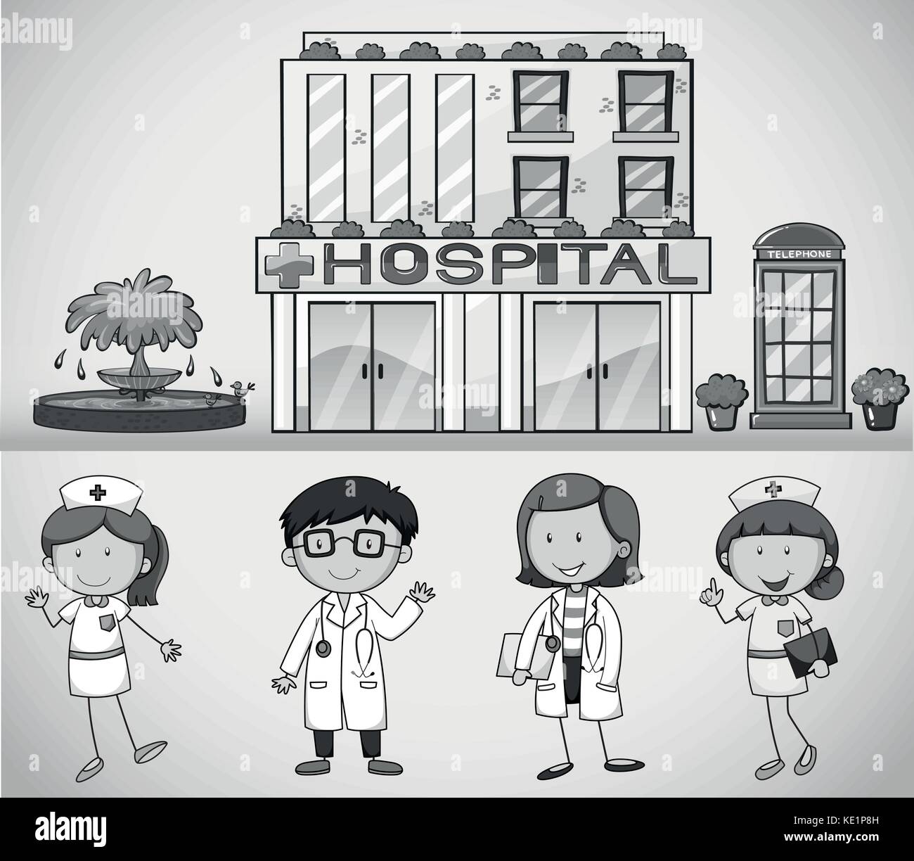 Doctors and nurses working at the hospital illustration Stock Vector ...