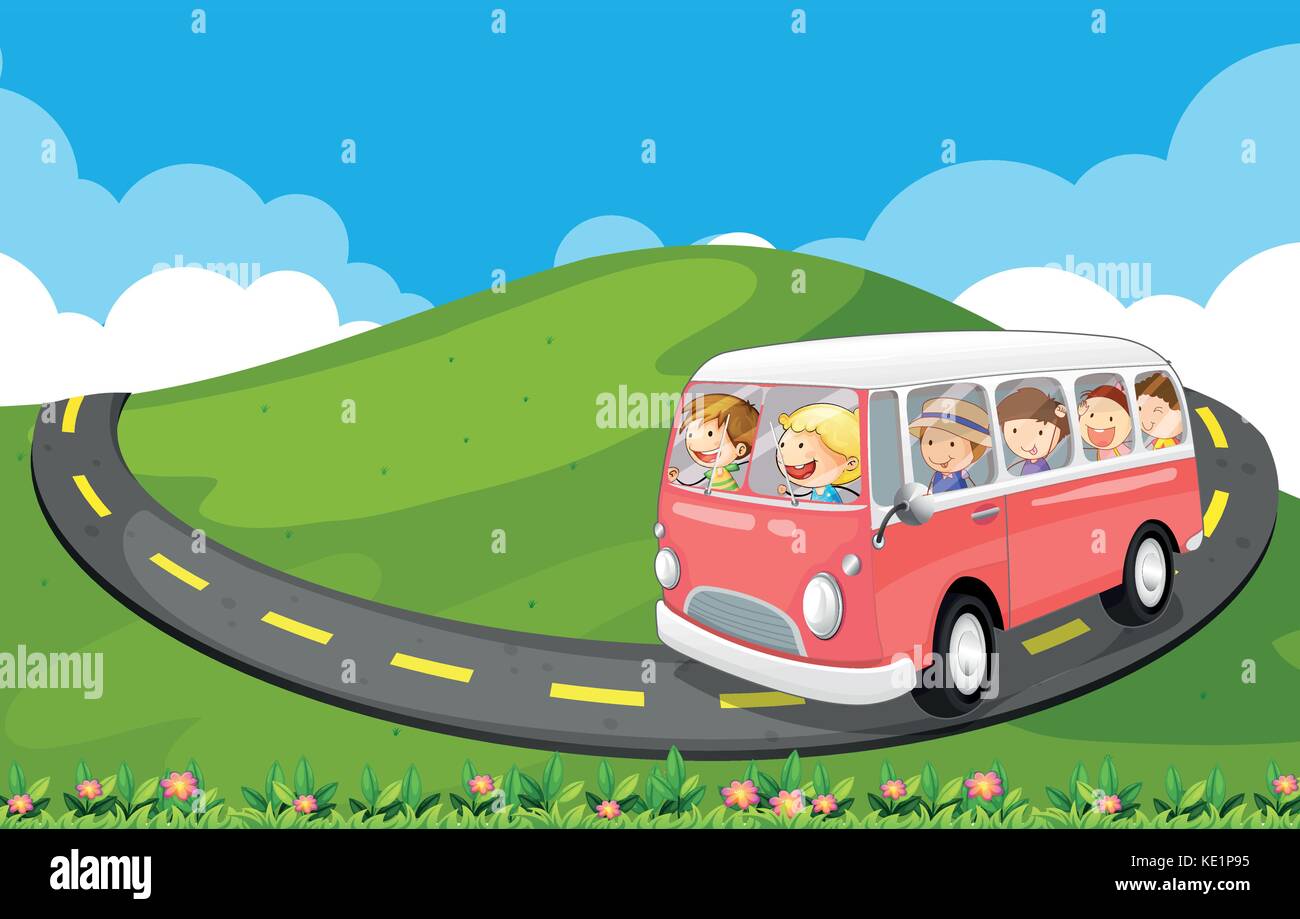 Children riding in a van illustration Stock Vector Image & Art - Alamy