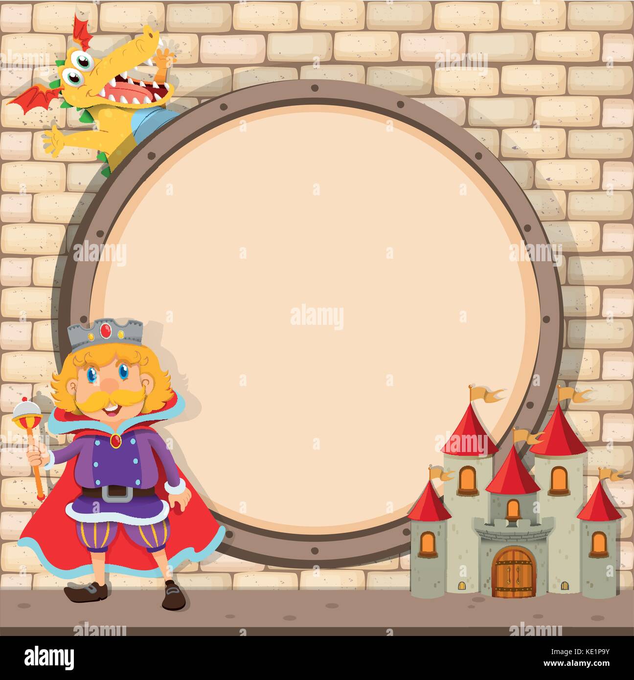 Border design with king and dragon illustration Stock Vector Image ...