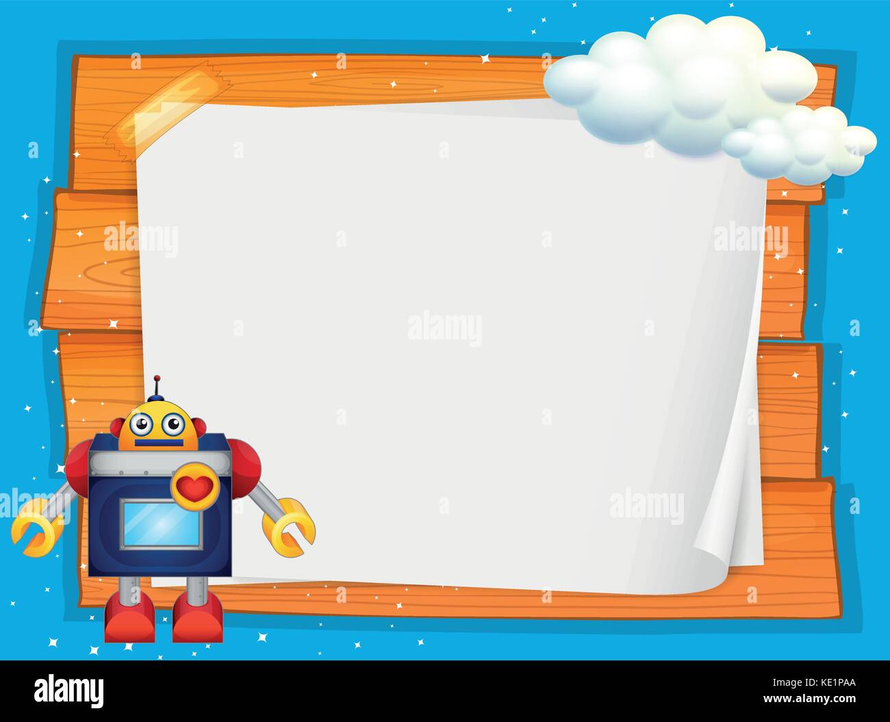 Frame design with robot and cloud illustration Stock Vector Image & Art ...