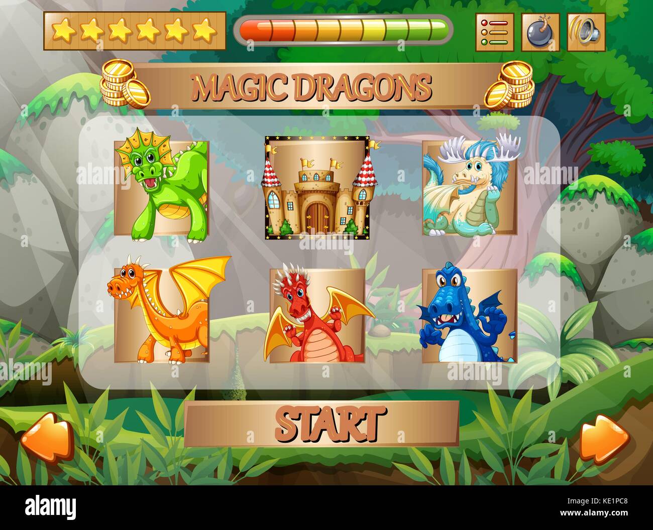 Computer game with dragon characters illustration Stock Vector Image ...