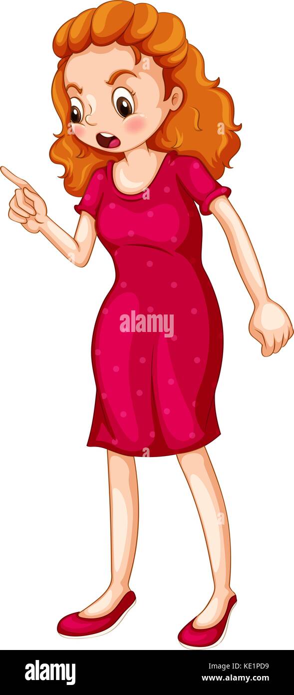 Angry woman in red dress illustration Stock Vector Image & Art - Alamy