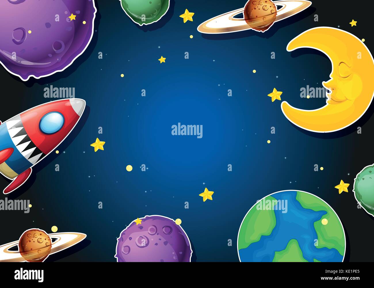 Background design with rocket and planets illustration Stock Vector ...