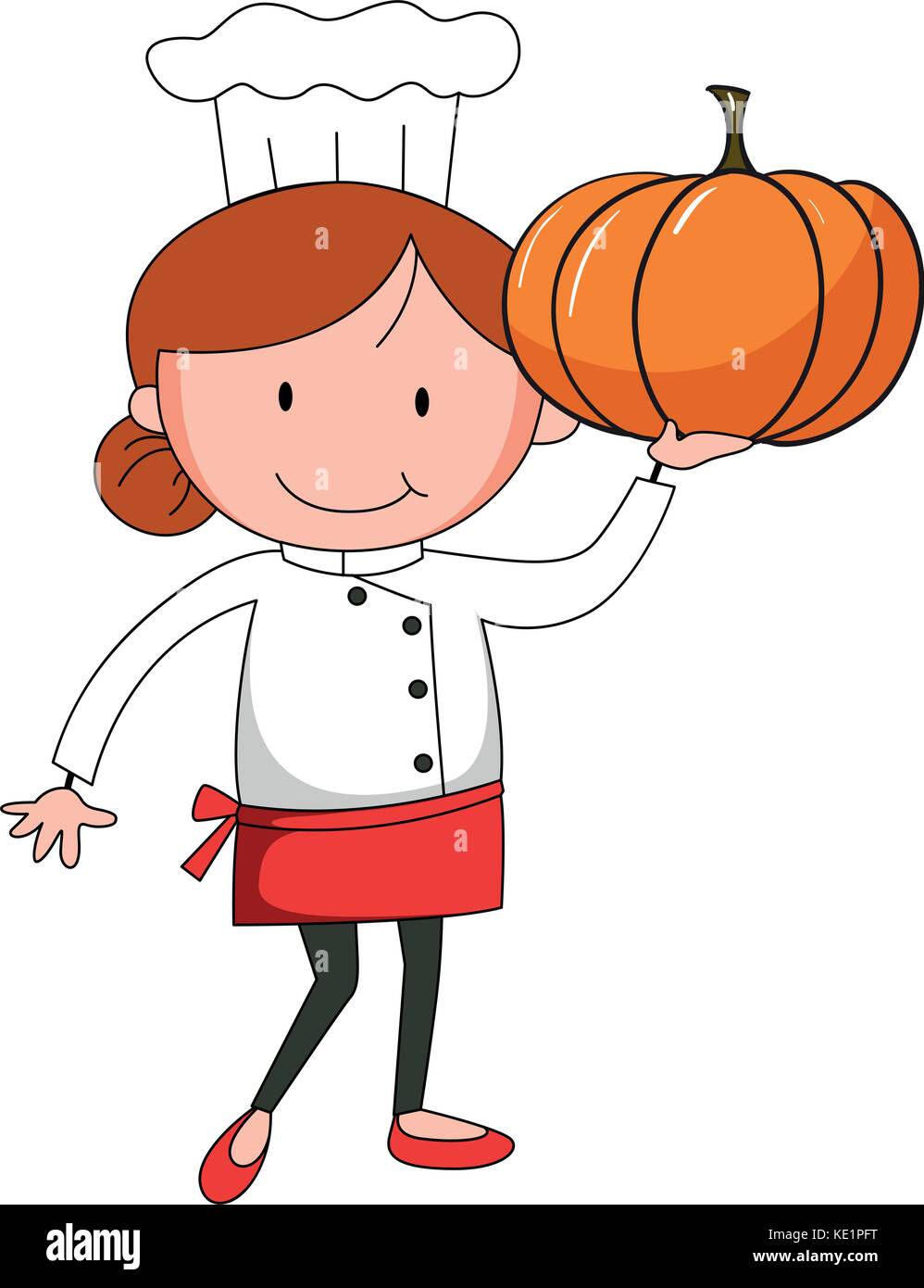 Chef holding fresh pumpkin on one hand illustration Stock Vector Image ...