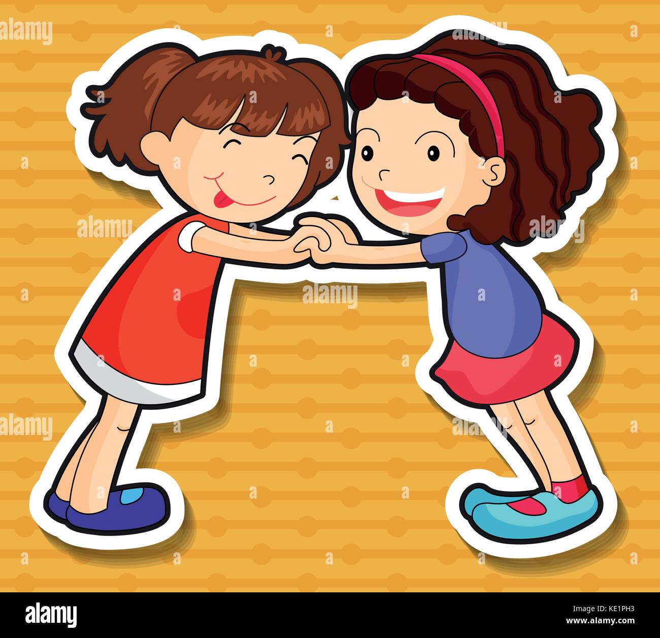 Two Girls Playing Together Illustration Stock Vector Image And Art Alamy