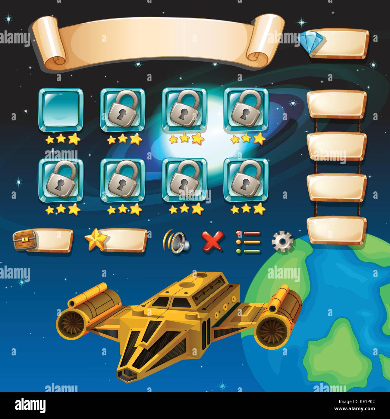 Game template with galaxy background illustration Stock Vector Image ...