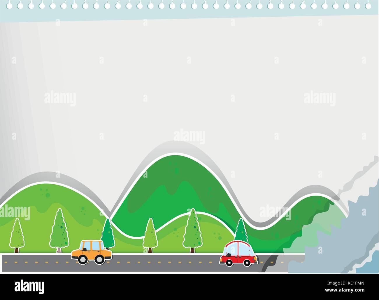 Paper design with hills and road illustration Stock Vector Image & Art ...