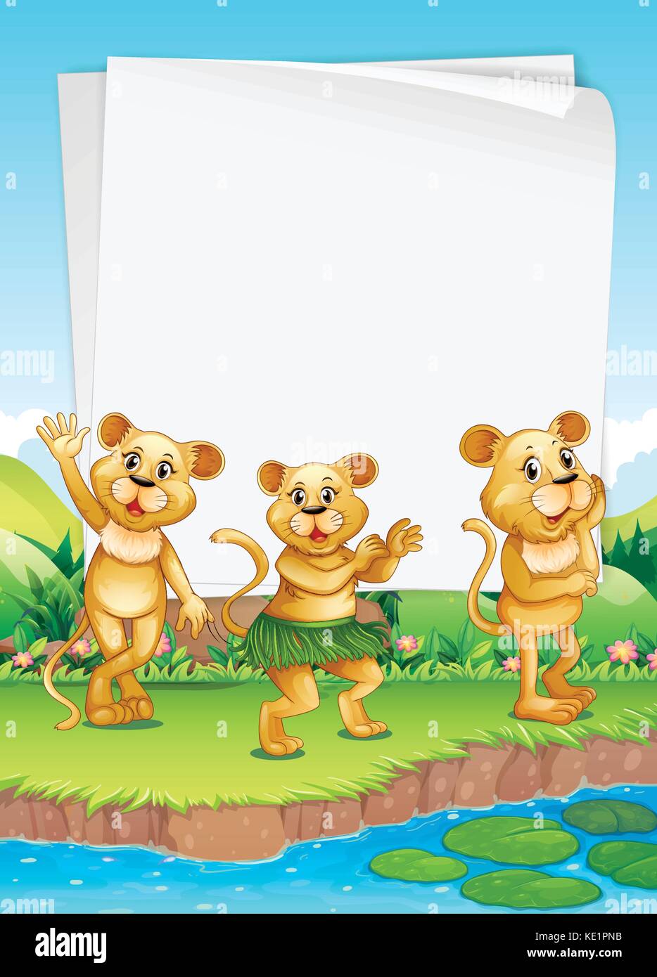 Border design with three lions illustration Stock Vector Image & Art ...