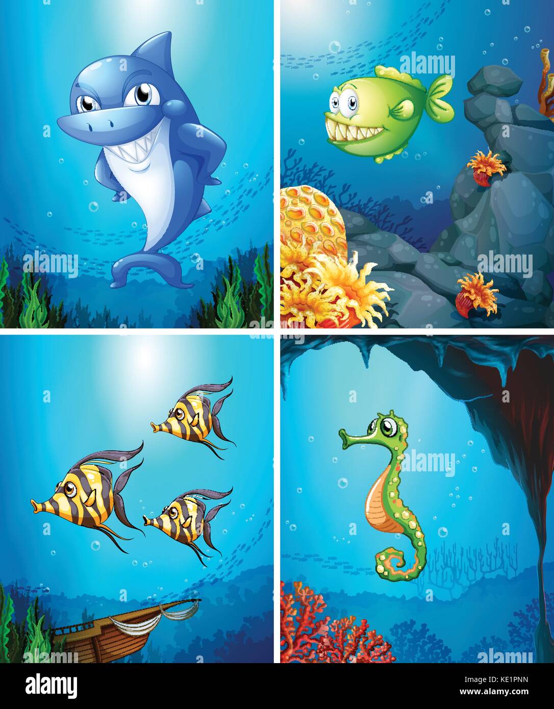Shark swimming in sea animals in wild Stock Vector Images - Alamy