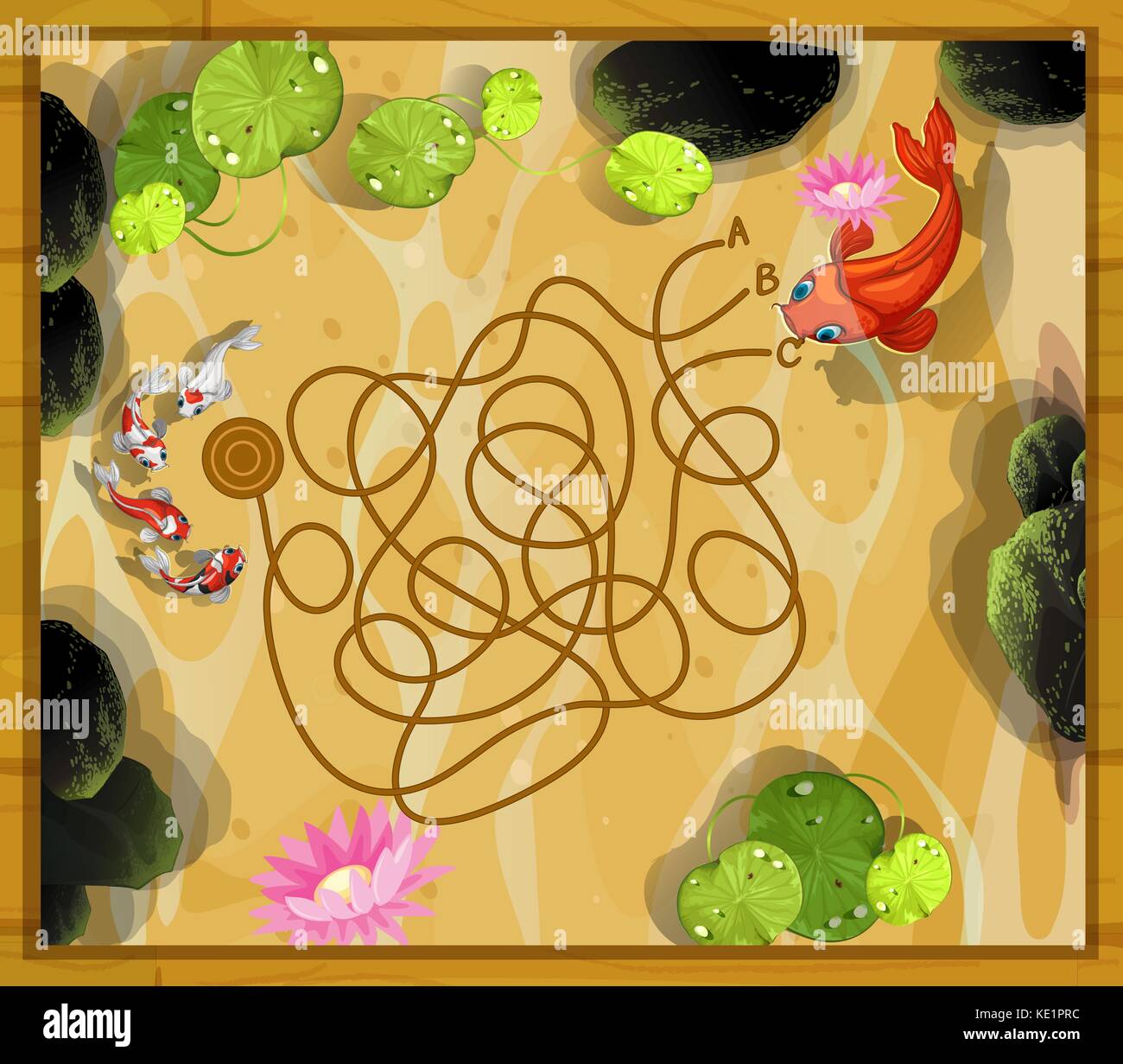 Game template with two fish in the pond illustration Stock Vector Image ...