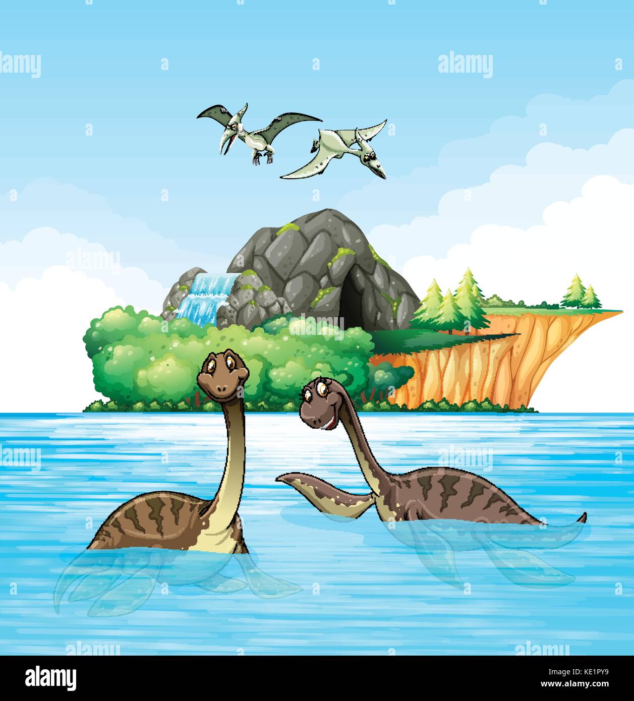 Dinosaurs in landscape Stock Vector Images - Alamy