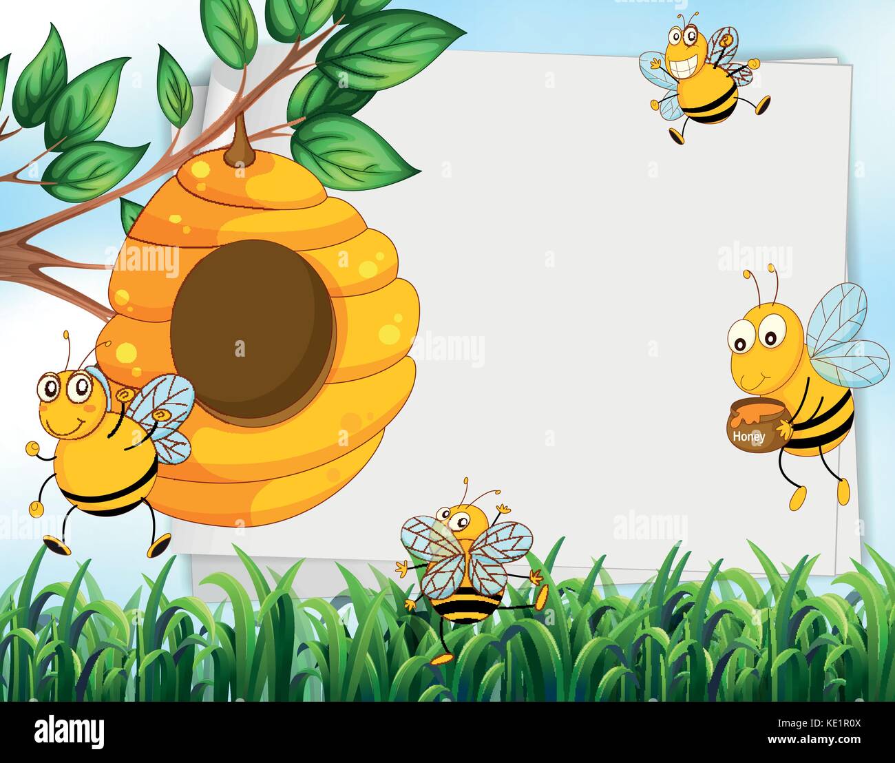 Paper design with bees and beehive illustration Stock Vector Image ...