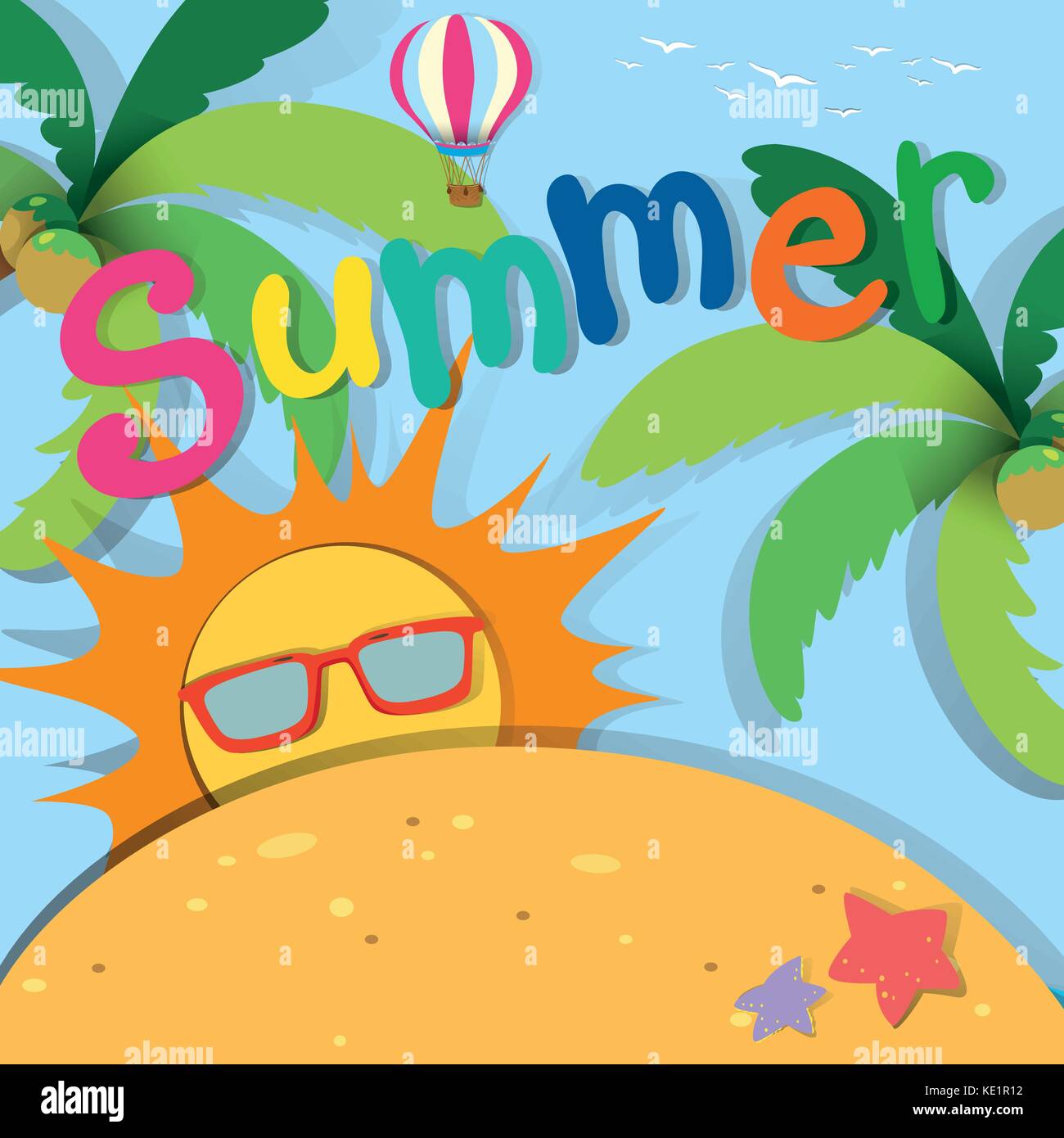 Summer theme with sand and sun illustration Stock Vector Image & Art ...
