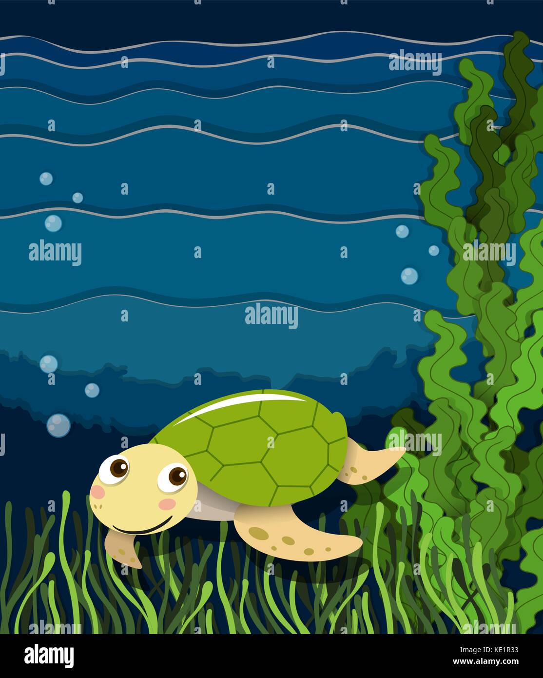 Turtle swimming under the ocean illustration Stock Vector Image & Art ...