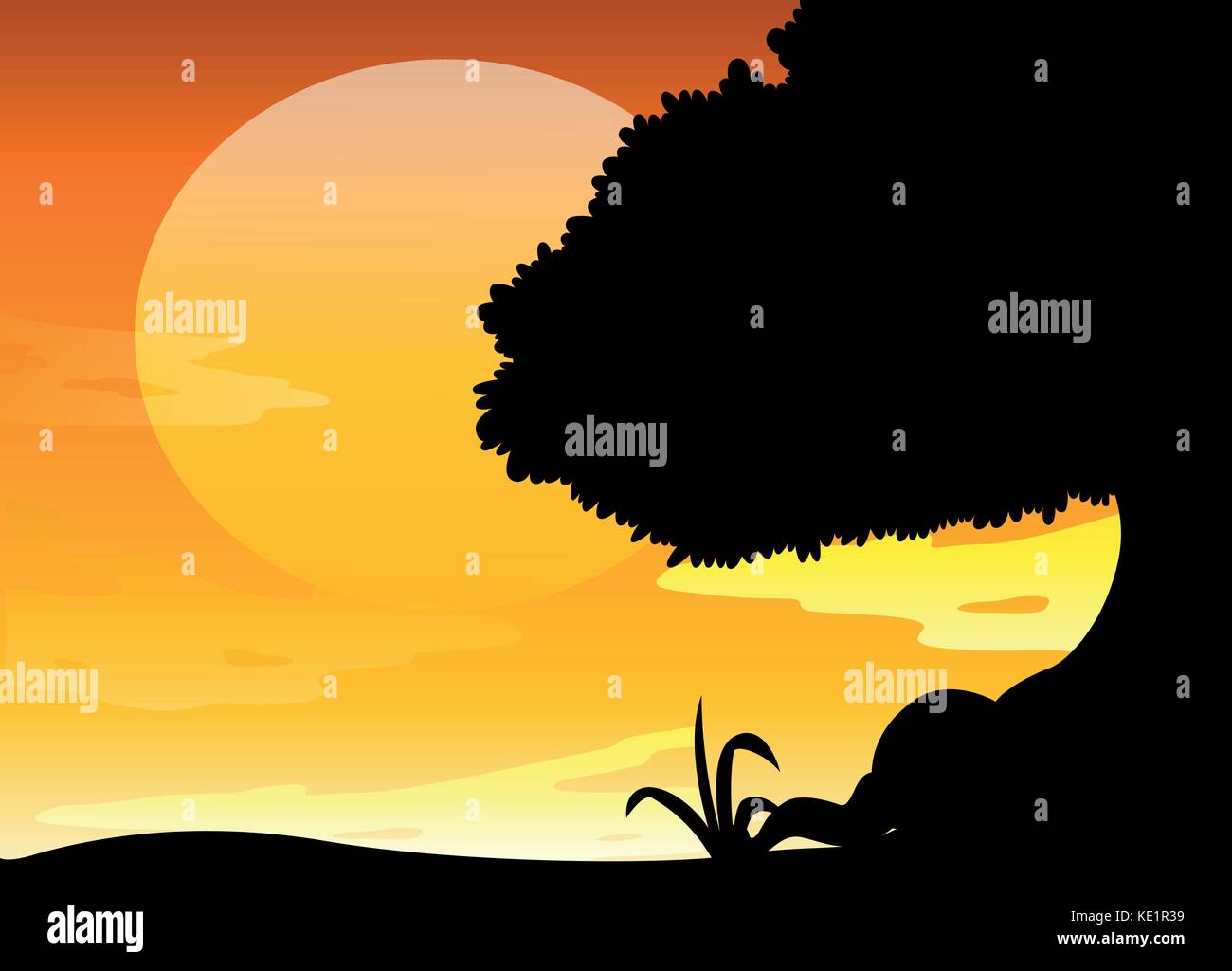 Silhouette scene at sunset illustration Stock Vector Image & Art - Alamy