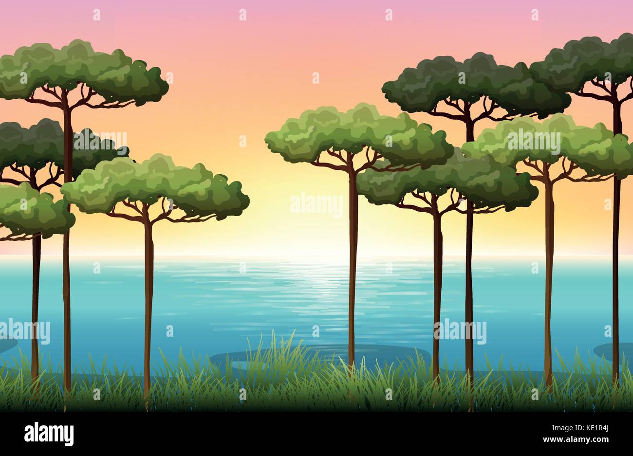 Water scenic trees Stock Vector Images - Alamy