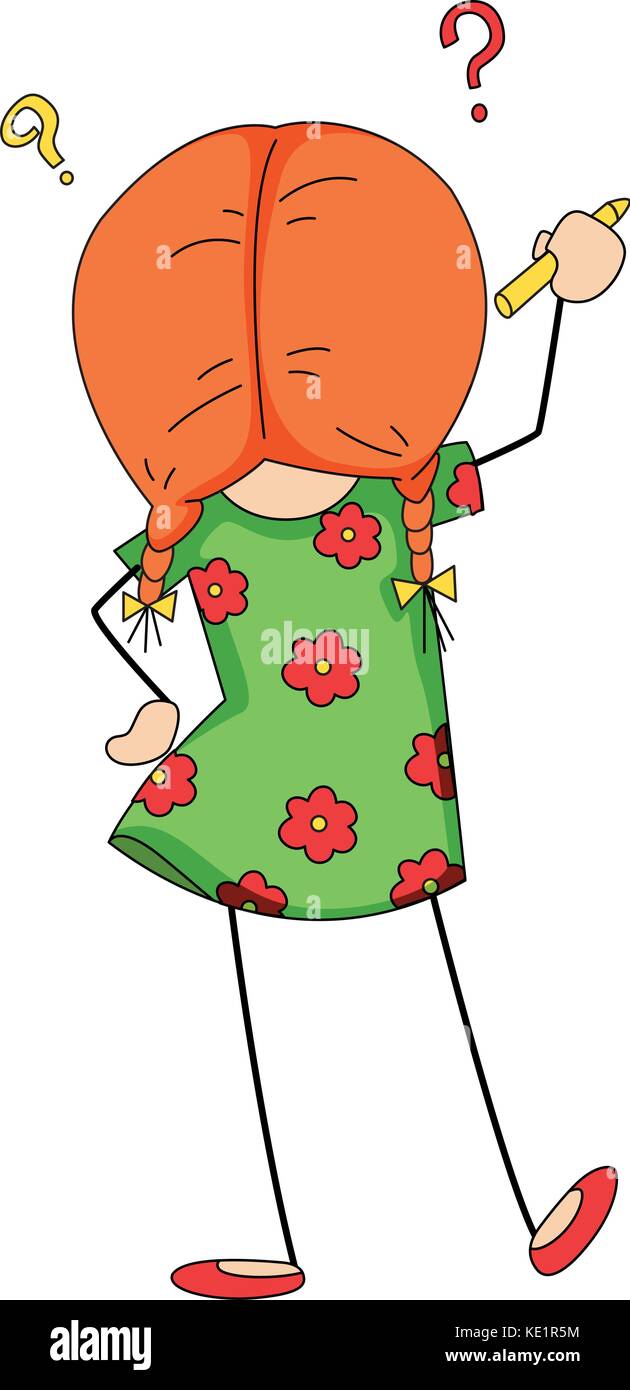 Cartoon Girl Writing On Wall