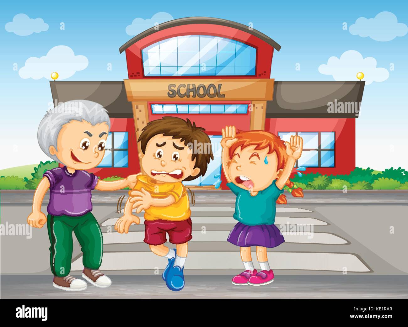 Bully boy picking up on kids at school illustration Stock Vector Image ...