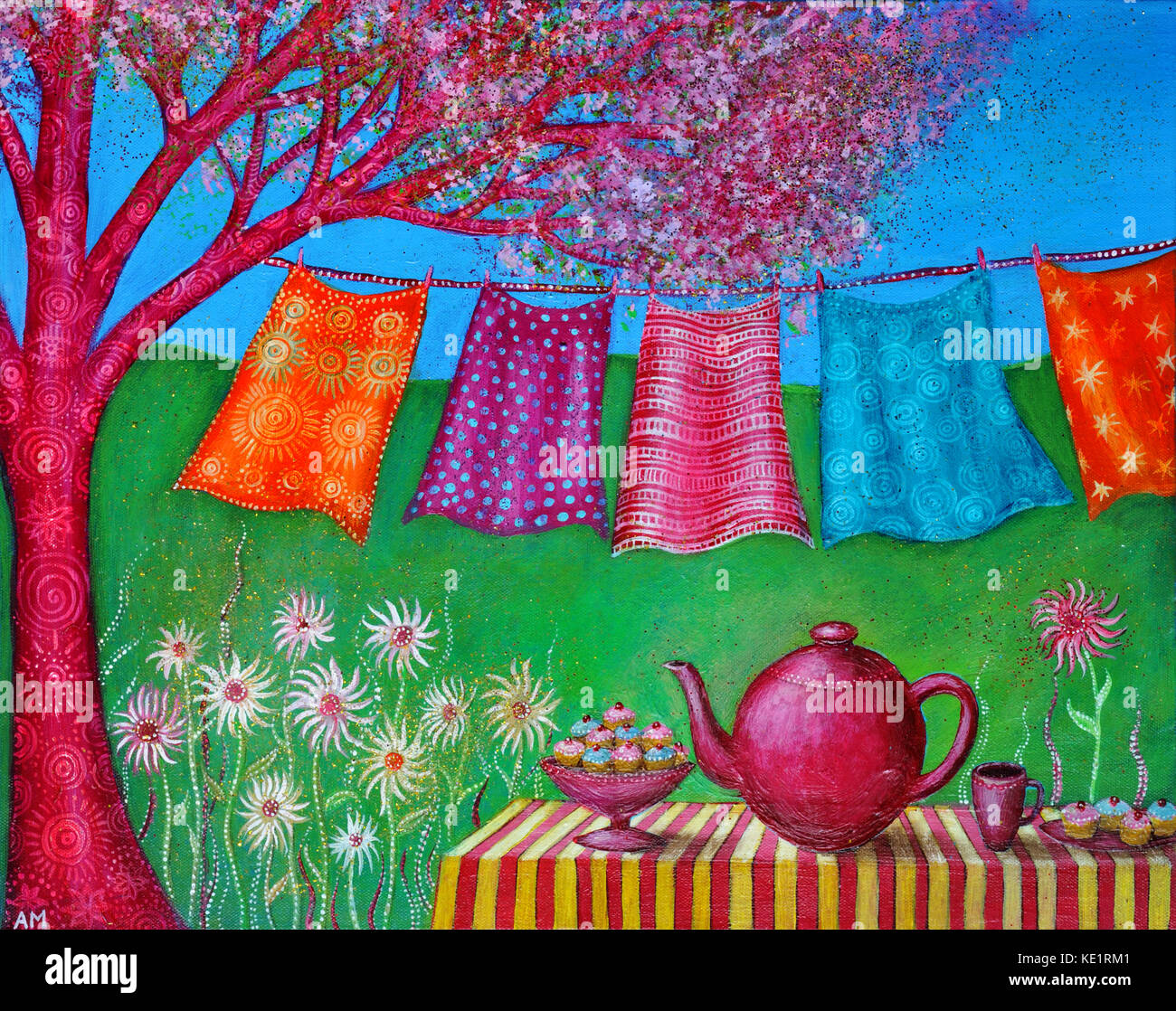 Spring Washing Line Stock Photo - Alamy