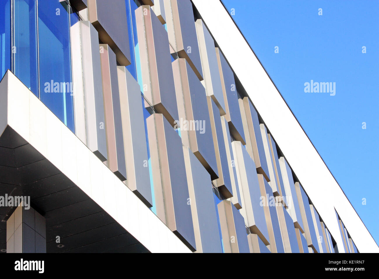 TIC building Glasgow. Artistic abstract view of building. blue sky ...