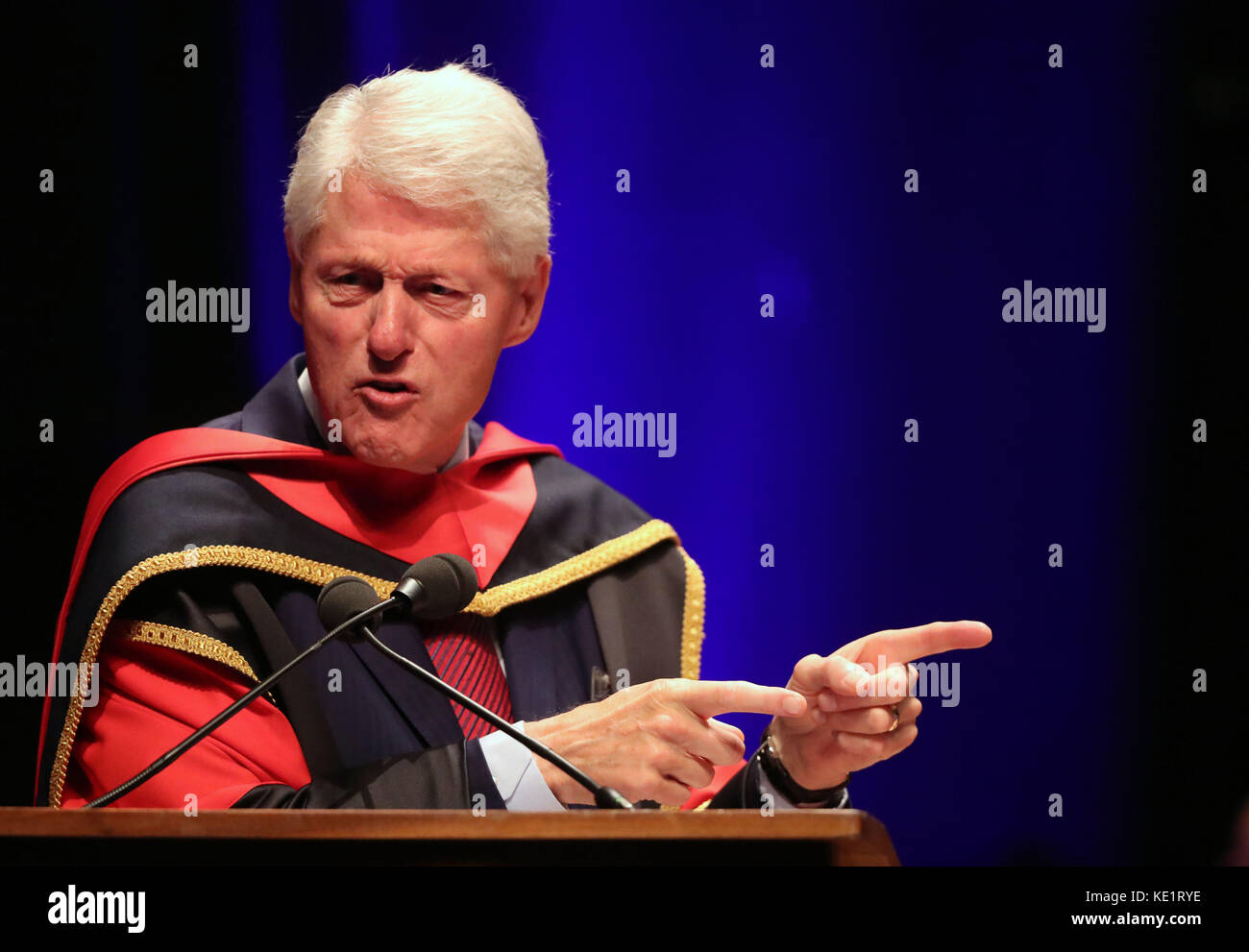 Former US president Bill Clinton speaking after he received an honorary ...