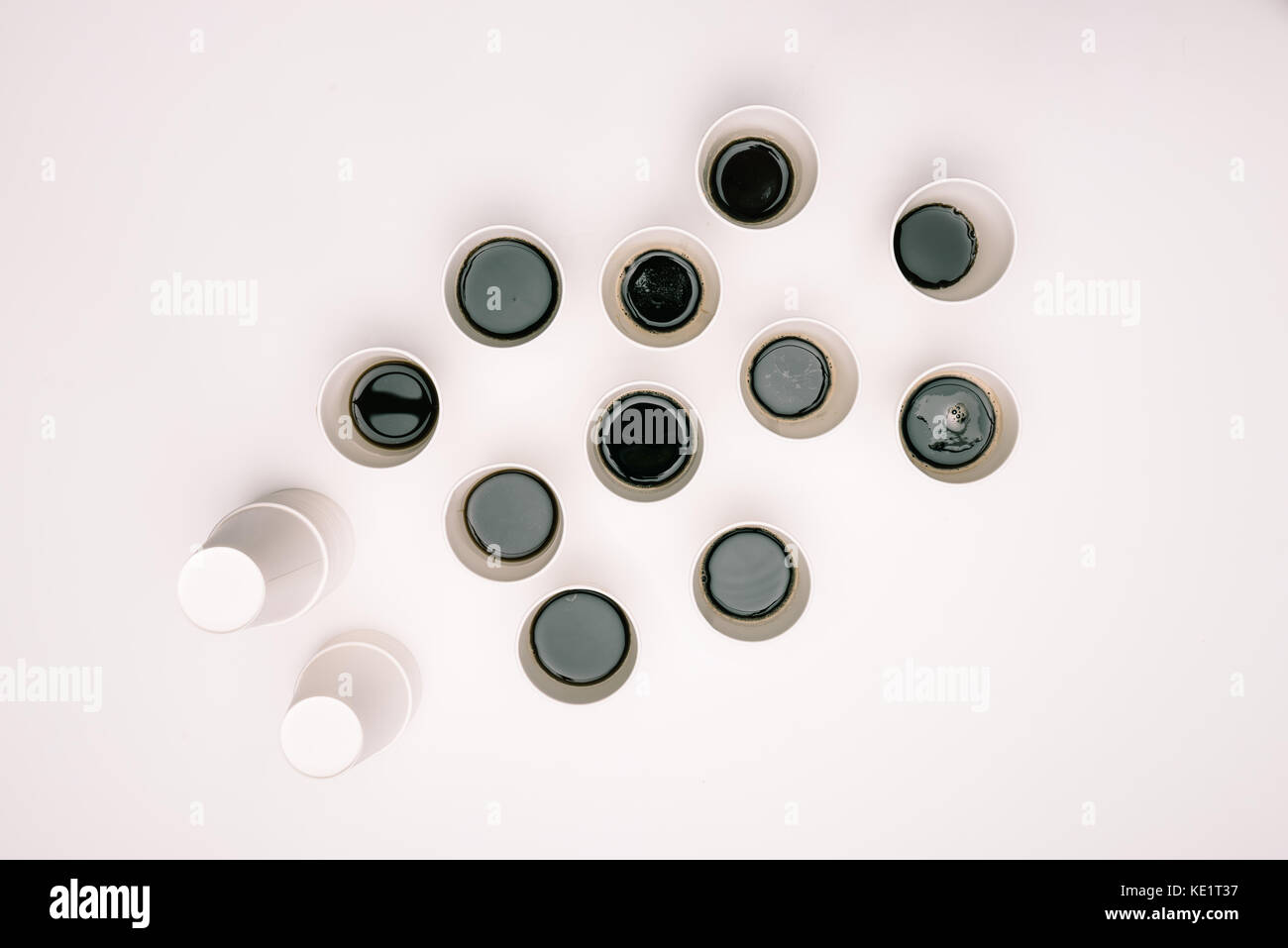 top view of many disposable coffee cups isolated on white Stock Photo ...