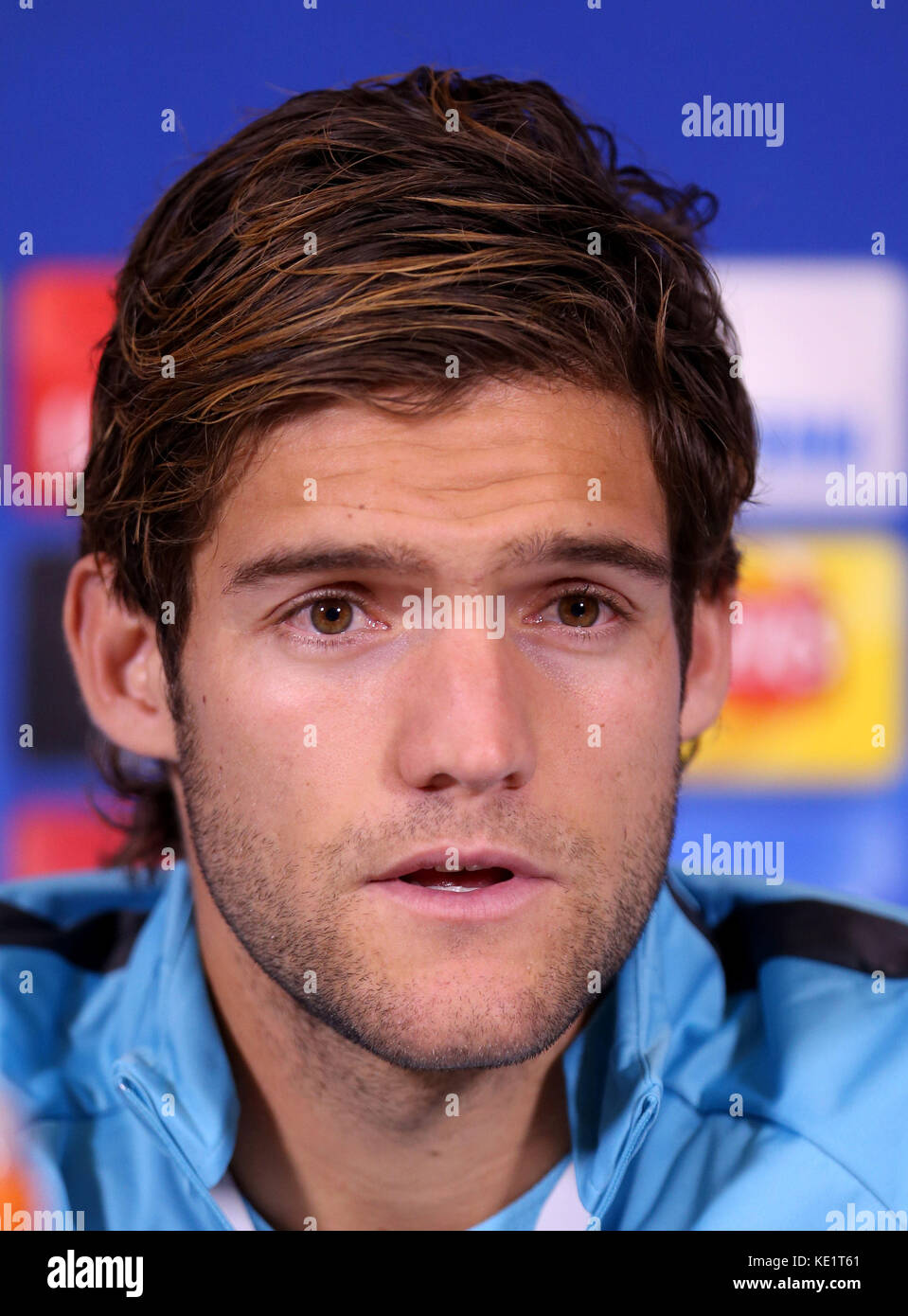 Chelsea's Marcos Alonso during a press cofnerence at Chelsea FC ...