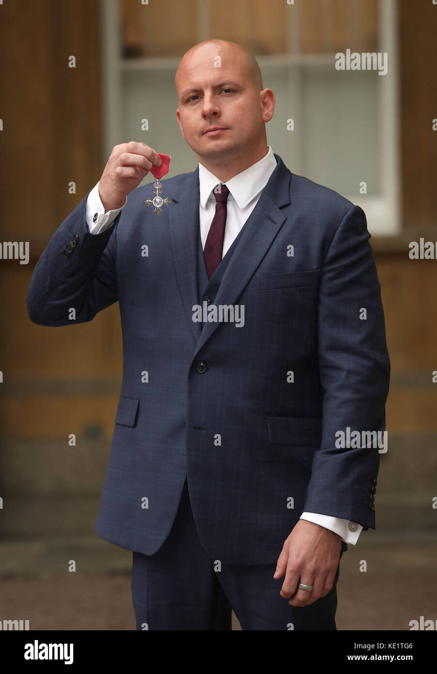 Scott Hann after he was awarded an MBE by the Princess Royal during an ...